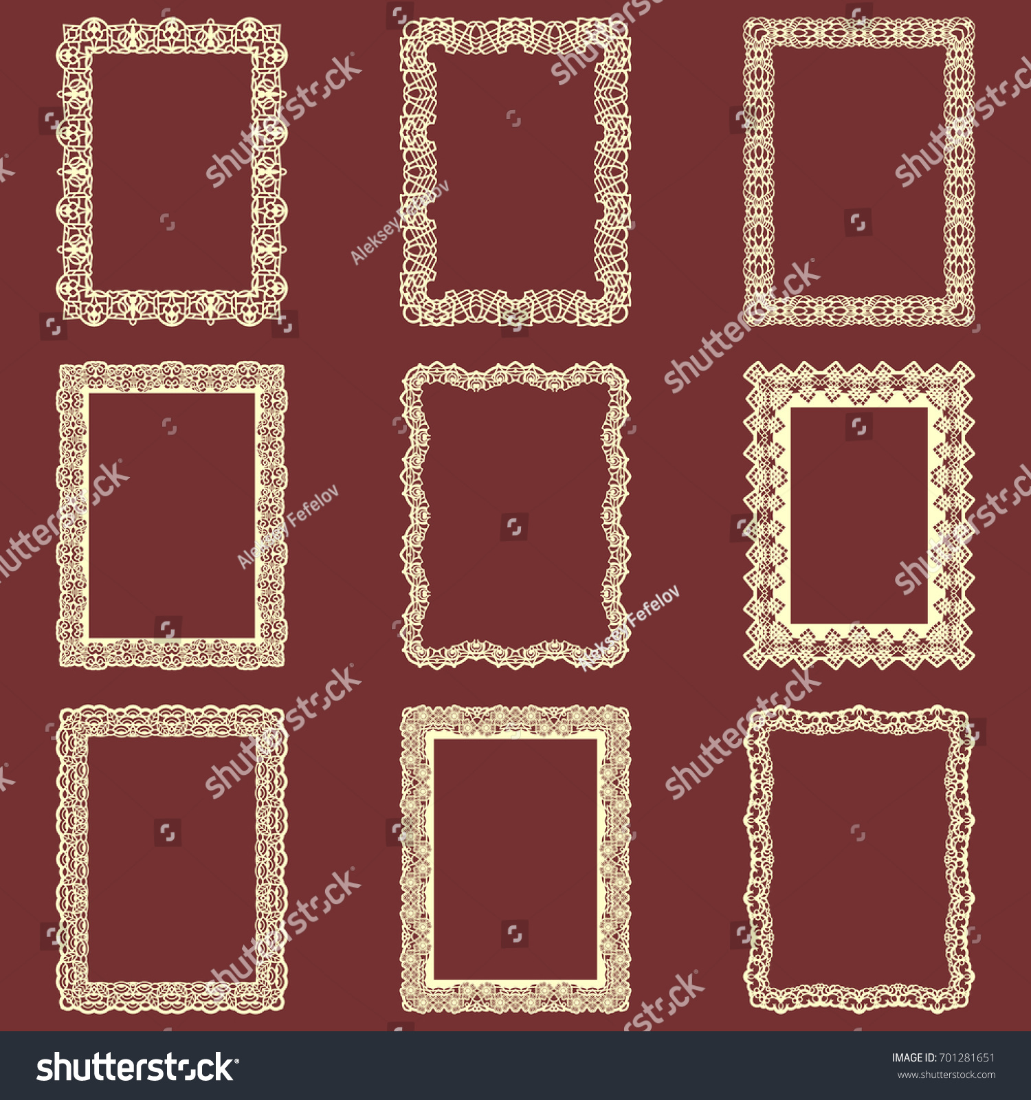Set Rectangular Vintage Frames Isolated Background Stock Vector (Royalty Free) 701281651 ...