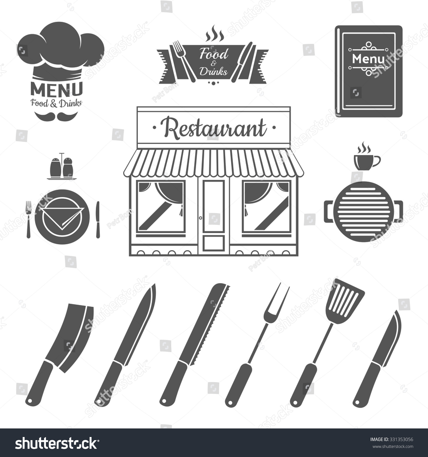 Set Restaurant Menu Design Elements Vector Stock Vector (Royalty Free ...