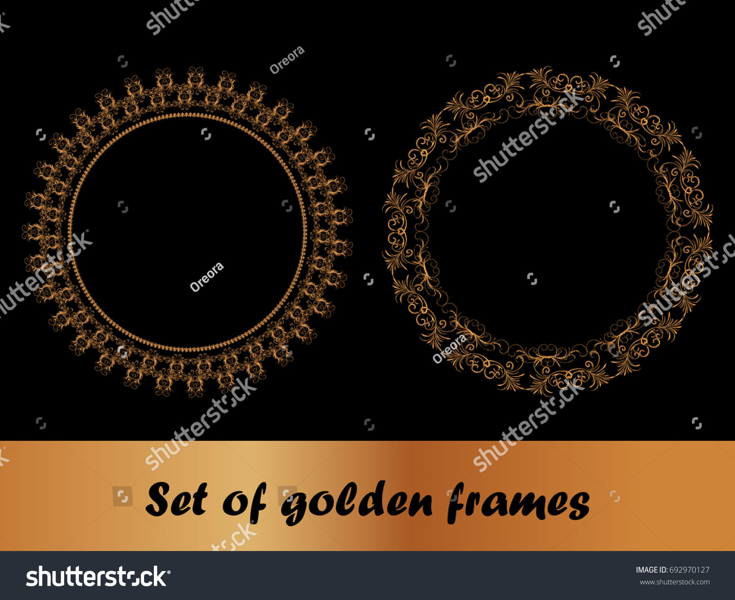 Set Round Gold Frames Stock Vector (Royalty Free) 692970127 | Shutterstock