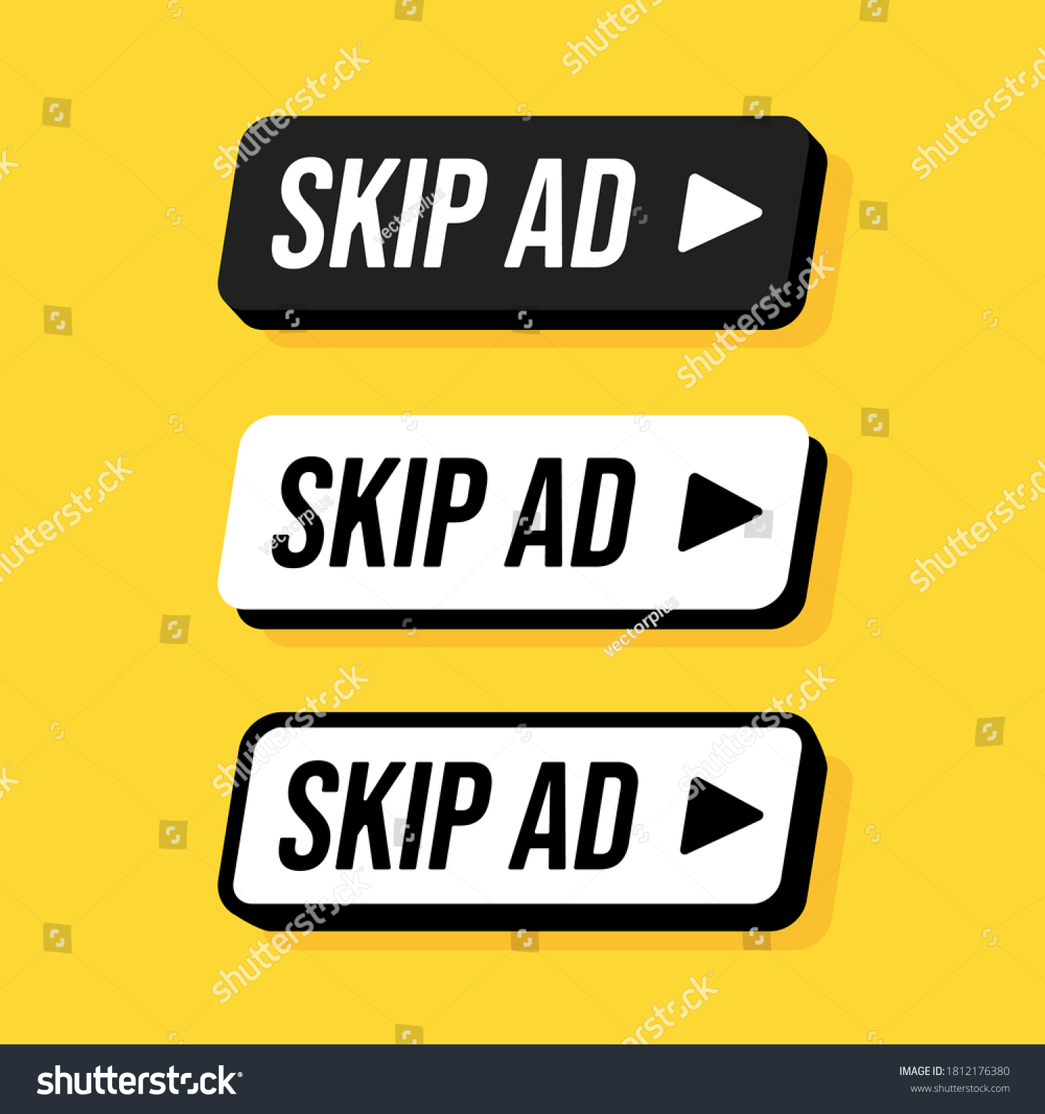 Set Rounded Rectangle Skip Ad Button: เวกเตอร์สต็อก (ปลอดค่าลิขสิทธิ์ ...
