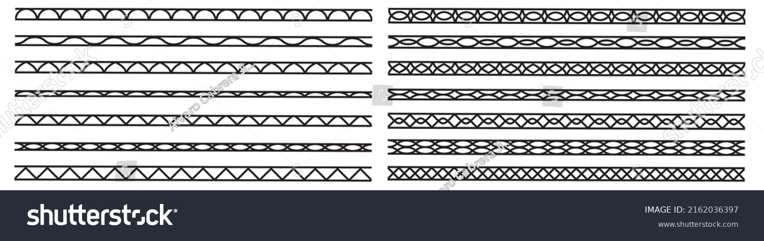 Set Seamless Borders Vector Design Elements Stock Vector (Royalty Free ...