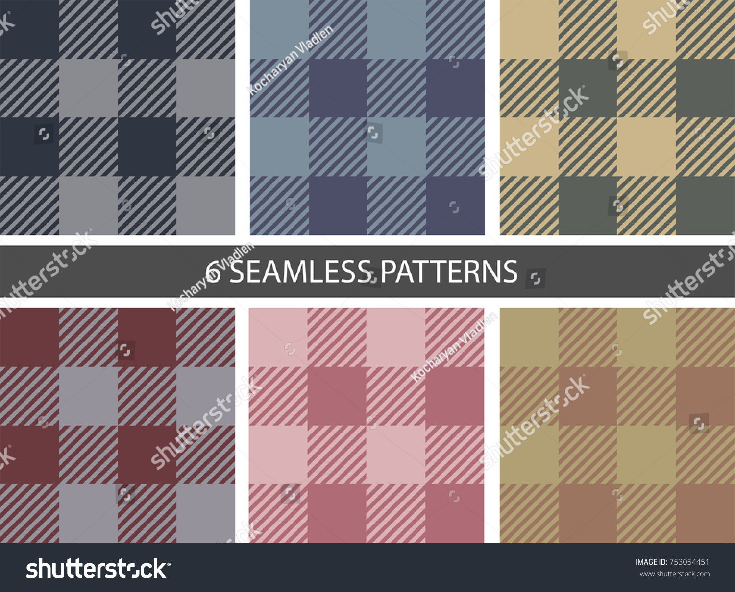 Set 6 Seamless Patterns Fabric Textures Stock Vector (Royalty Free ...