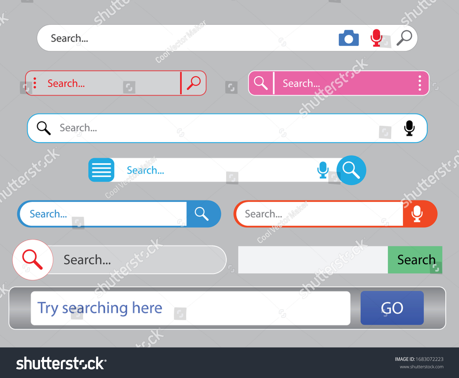 Set Search Bar Search Boxes Ui Stock Vector (Royalty Free) 1683072223 ...
