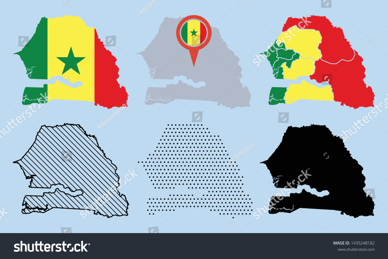 Set Senegal Map Vector Stock Vector (Royalty Free) 1435248182 ...