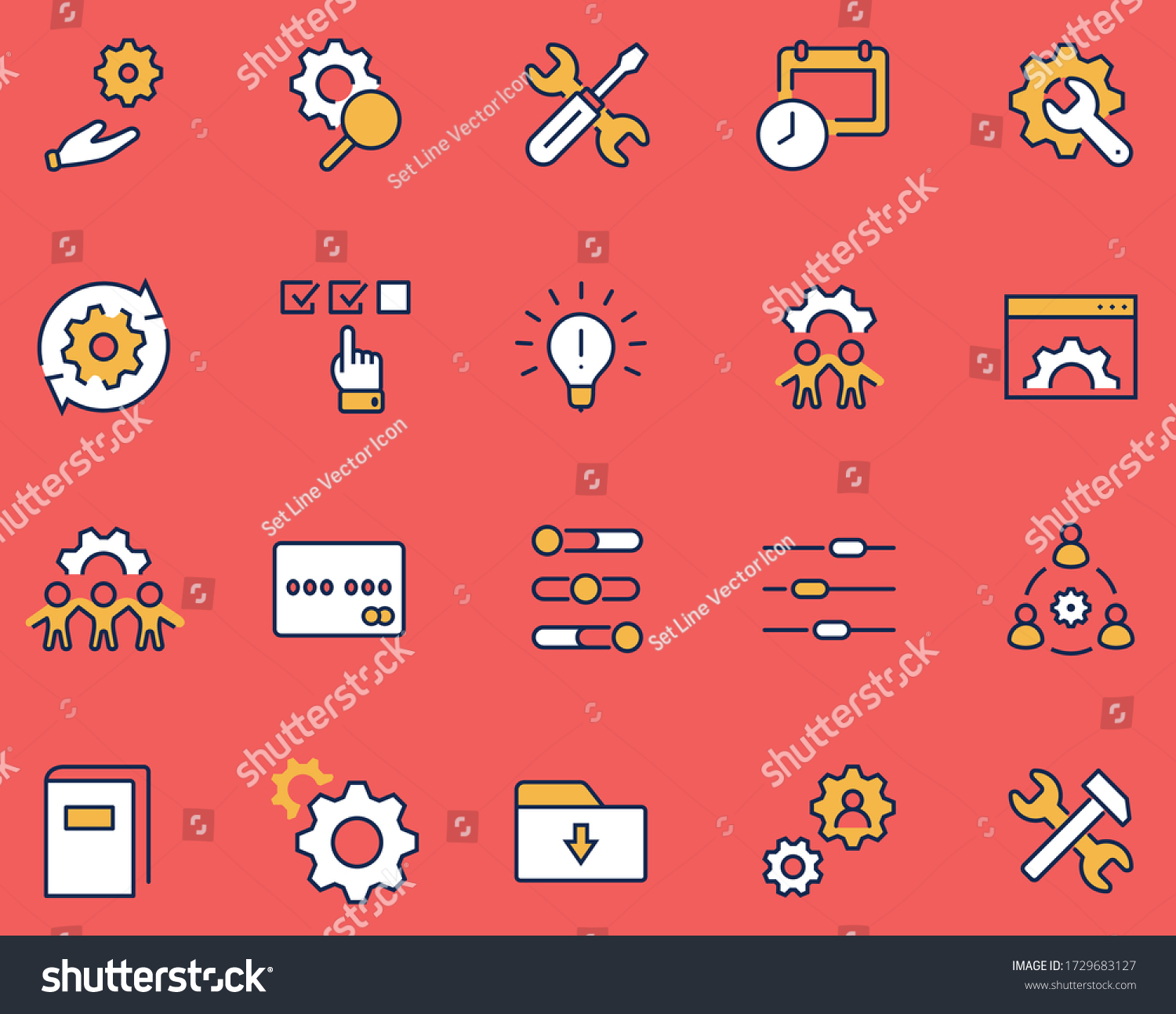 Set Settings Setup Vector Line Icons Stock Vector Royalty Free 1729683127 Shutterstock