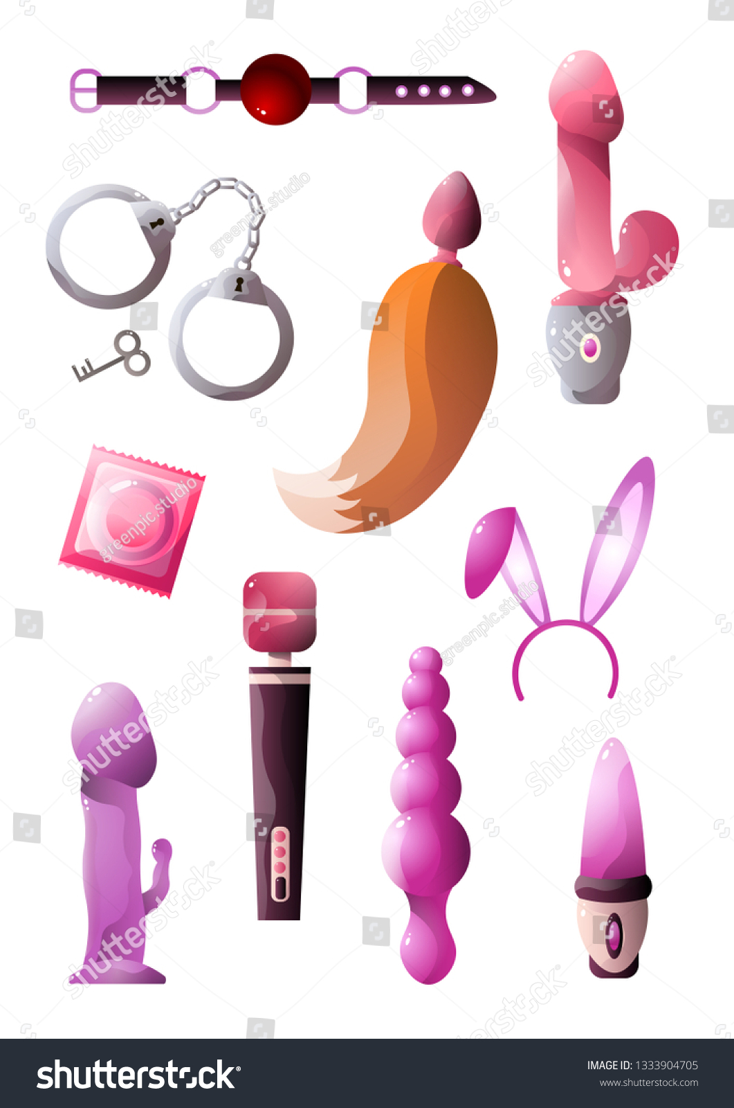 Set Sextoys Fetish Sign Bdsm Icons Stock Vector Royalty Free 1333904705