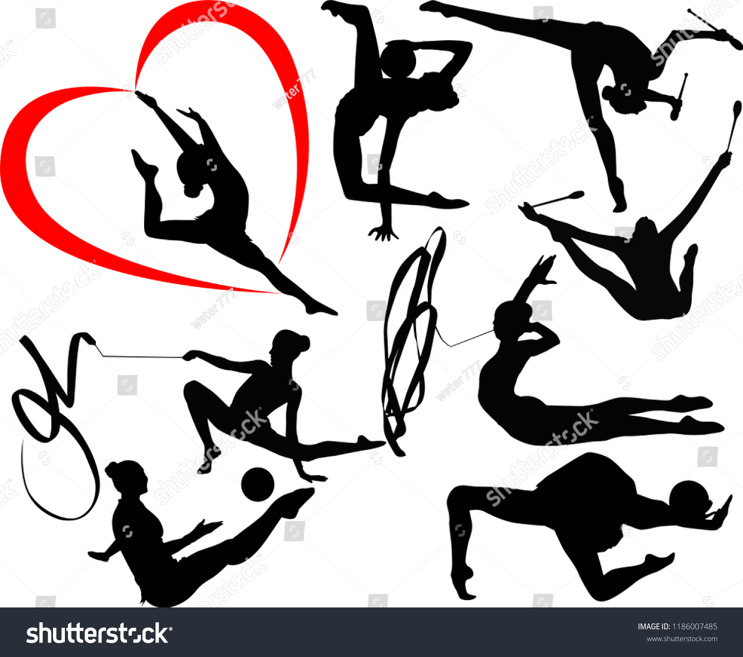 Set Silhouettes Girl Gymnast Athlete Isolated: Stock-Vektorgrafik ... Set Silhouettes Girl Gymnast Athlete Isolated: Stock-Vektorgrafik ...