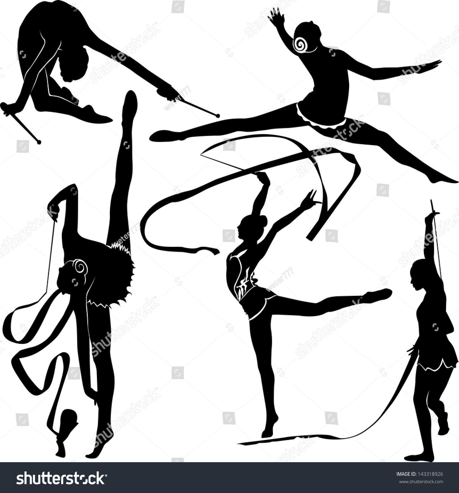 Set Silhouettes Girl Gymnast Athlete Isolated Stock Vector (Royalty ... Set Silhouettes Girl Gymnast Athlete Isolated Stock Vector (Royalty ...