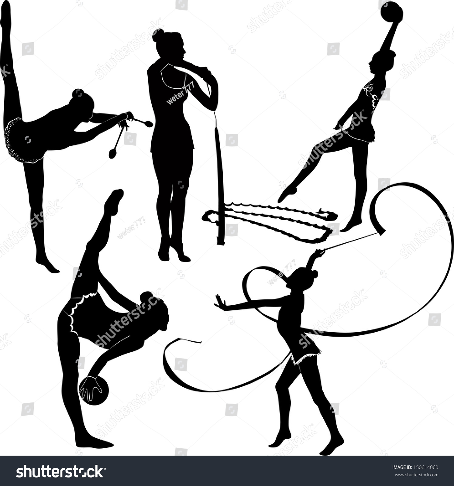 Set Silhouettes Girl Gymnast Athlete Isolated Stock Vector (Royalty ... Set Silhouettes Girl Gymnast Athlete Isolated Stock Vector (Royalty ...