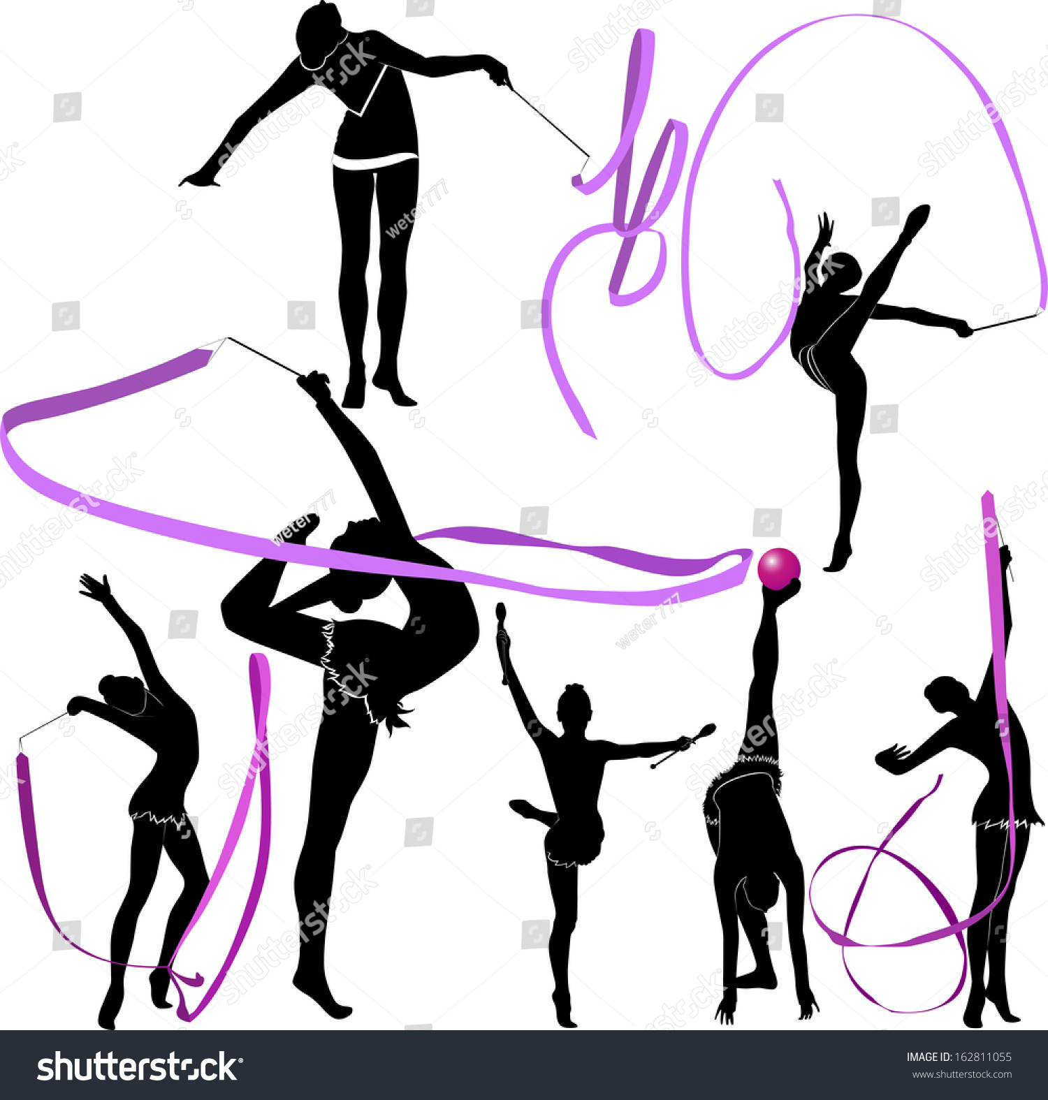Set Silhouettes Girl Gymnast Athlete Isolated Stock Vector (Royalty ... Set Silhouettes Girl Gymnast Athlete Isolated Stock Vector (Royalty ...