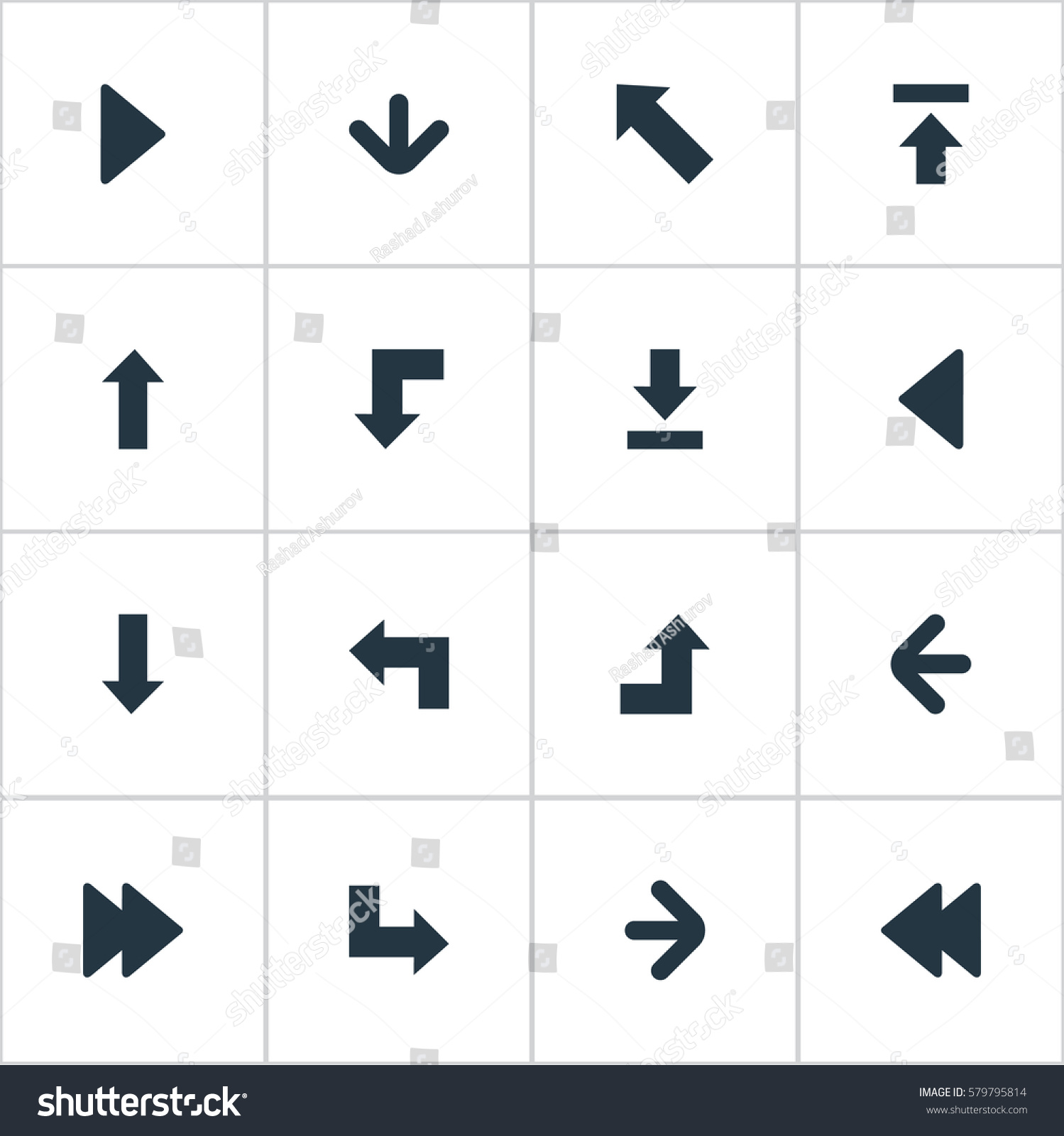 Set 16 Simple Arrows Icons Can Stock Vector 579795814 - Shutterstock