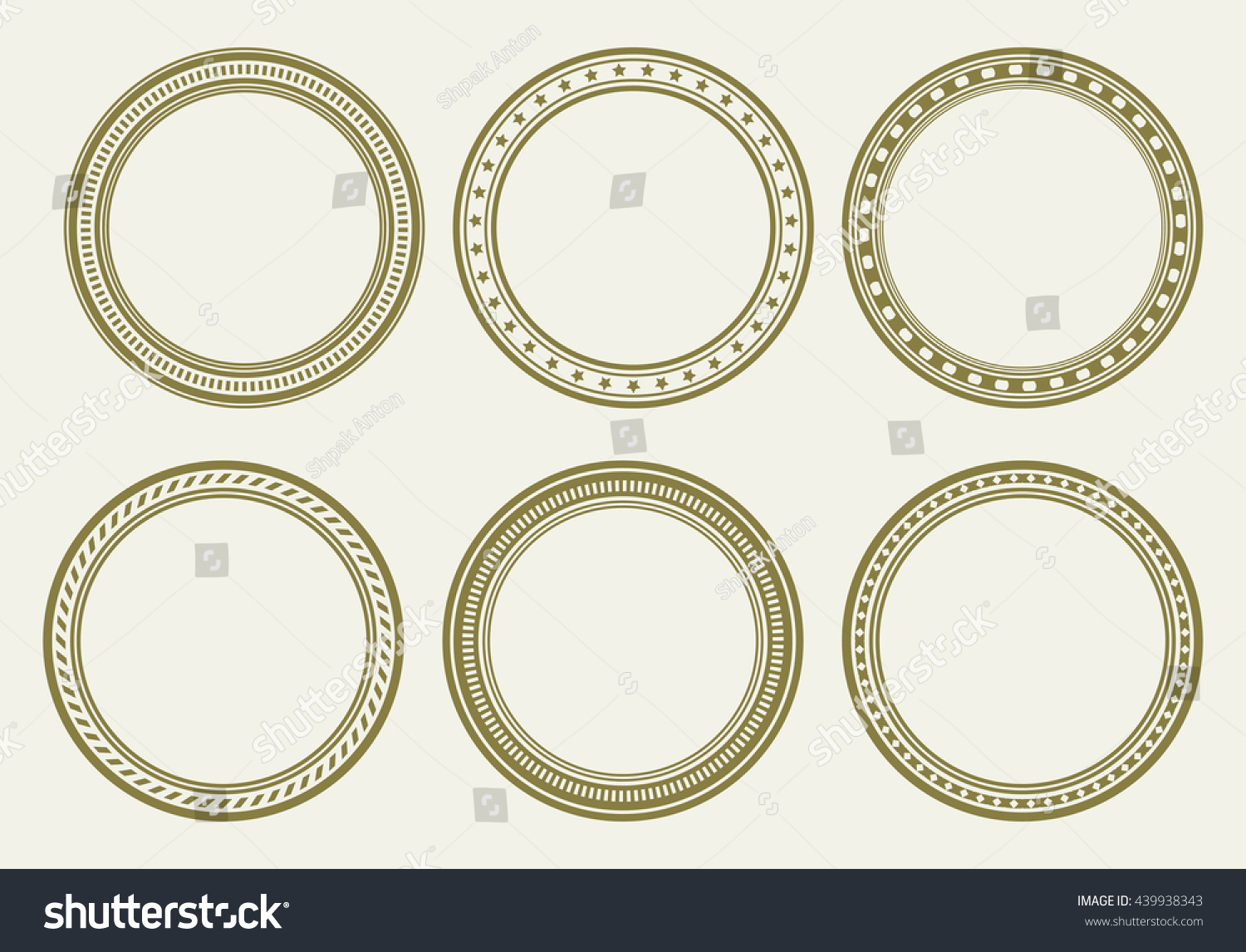 Set Six Vector Decorative Round Frames Stock Vector (Royalty Free ...