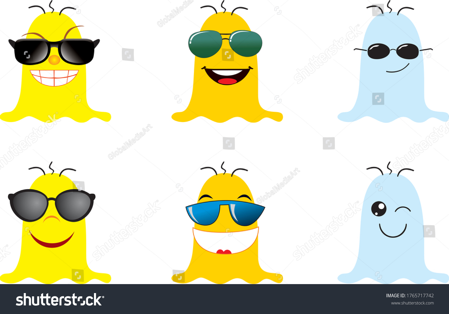 Set Smiling Faces Vector Graphics Moving Stock Vector (Royalty Free ...