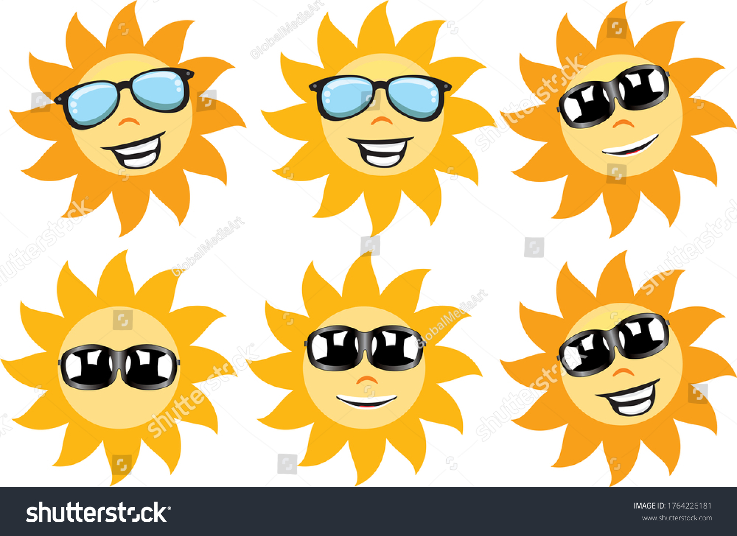 Set Smiling Sun Vector Graphics Moving Stock Vector (Royalty Free ...