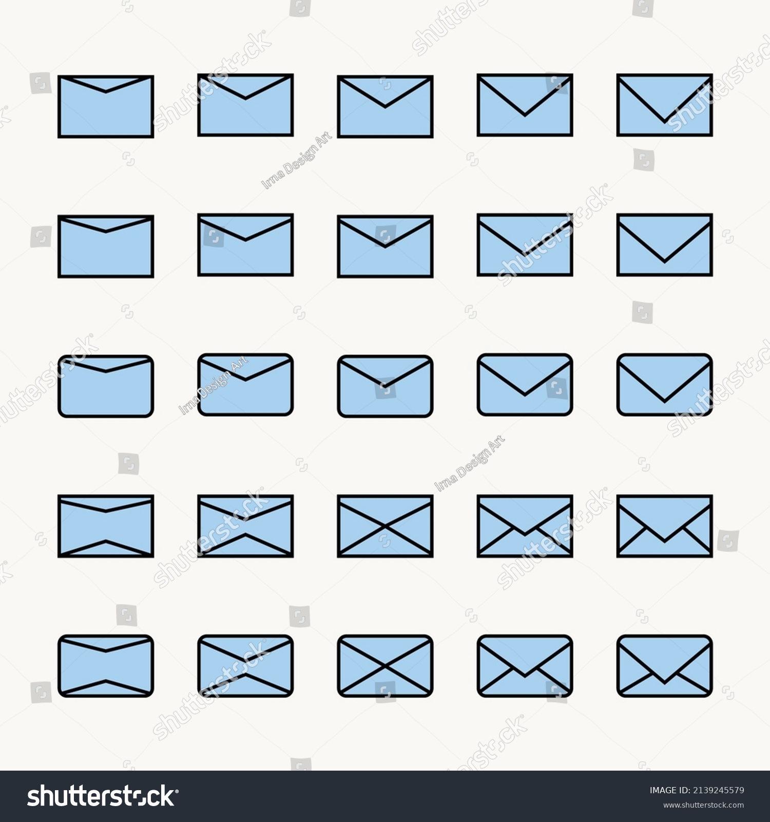 Set Solid Blue Line Email Icon Stock Vector (Royalty Free) 2139245579 ...