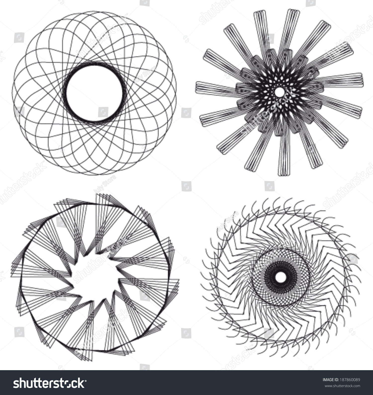Set Spirograph Design 4 Elements Vector Stock Vector (Royalty Free ...