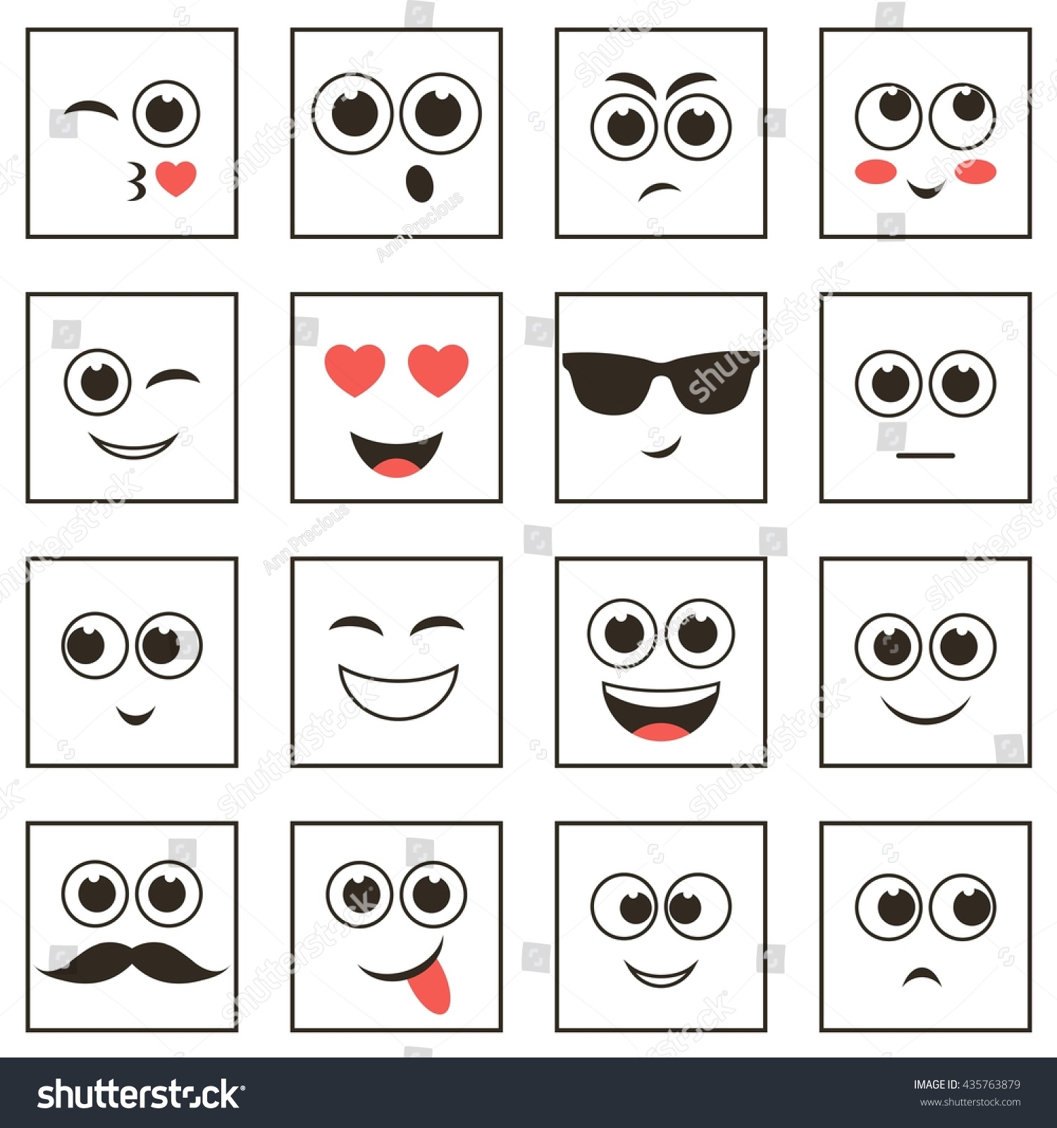 Set Square Smiley Faces: เวกเตอร์สต็อก (ปลอดค่าลิขสิทธิ์) 435763879