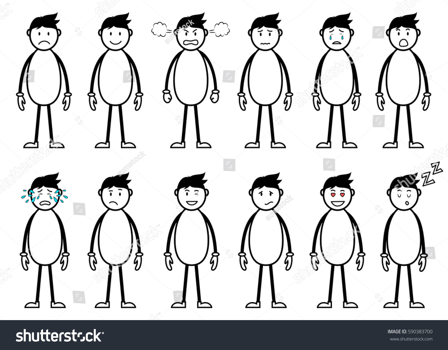 Set Stick Men Different Emotions: vector de stock (libre de regalías ... Set Stick Men Different Emotions: vector de stock (libre de regalías ...