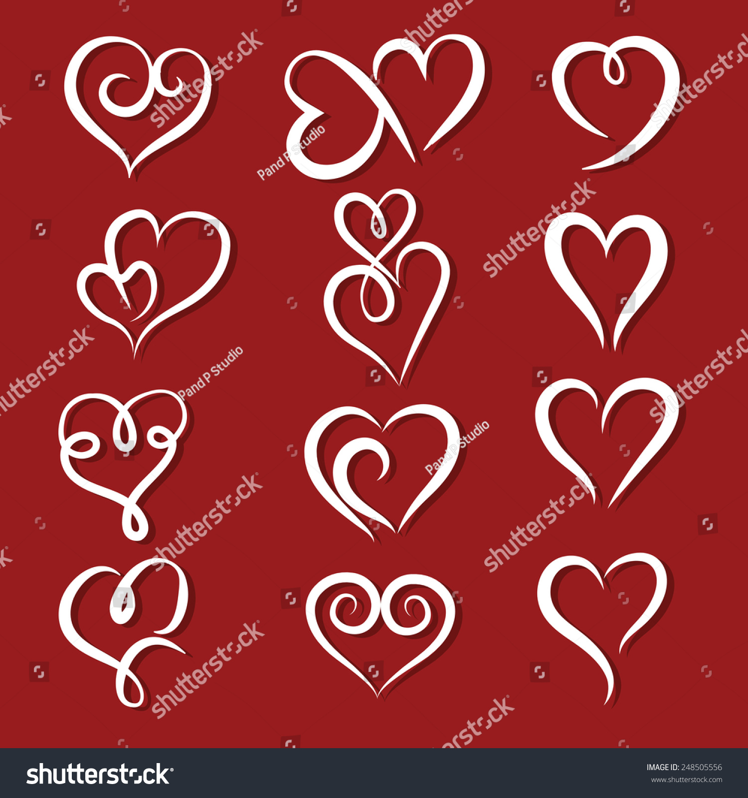 Set Symbol Heart Vector Illustrator เวกเตอร์สต็อก ปลอดค่าลิขสิทธิ์