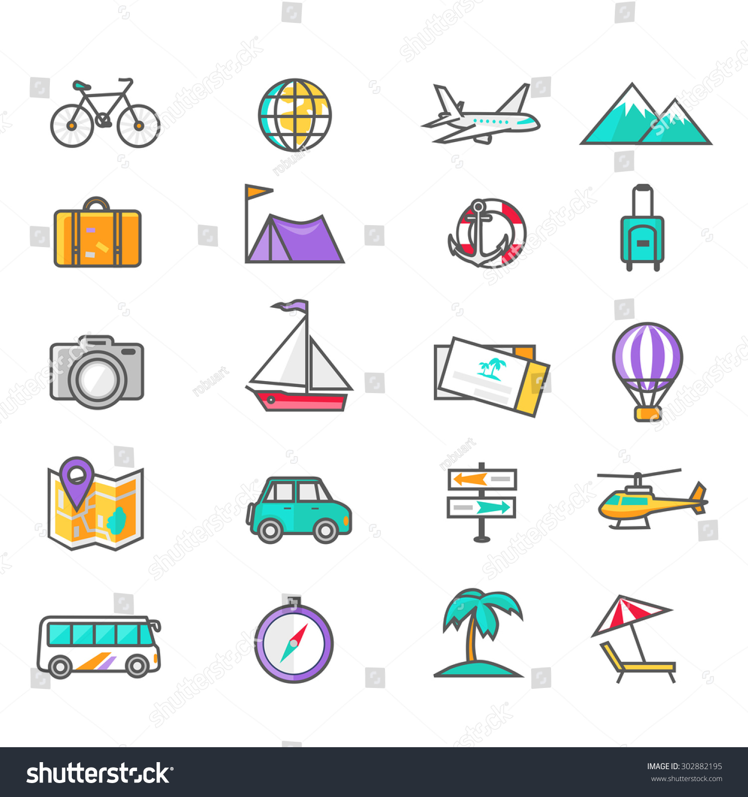 Set Thin Lines Icons Traveling Planning Stock Vector (Royalty Free ... Set Thin Lines Icons Traveling Planning Stock Vector (Royalty Free ...