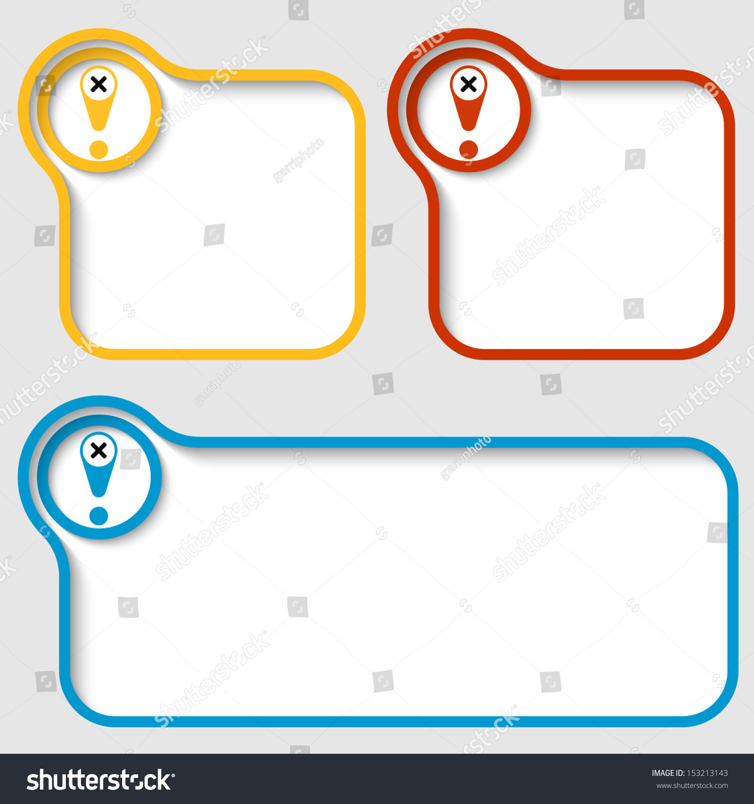 Set Three Vector Text Frames Exclamation: เวกเตอร์สต็อก (ปลอดค่า ...