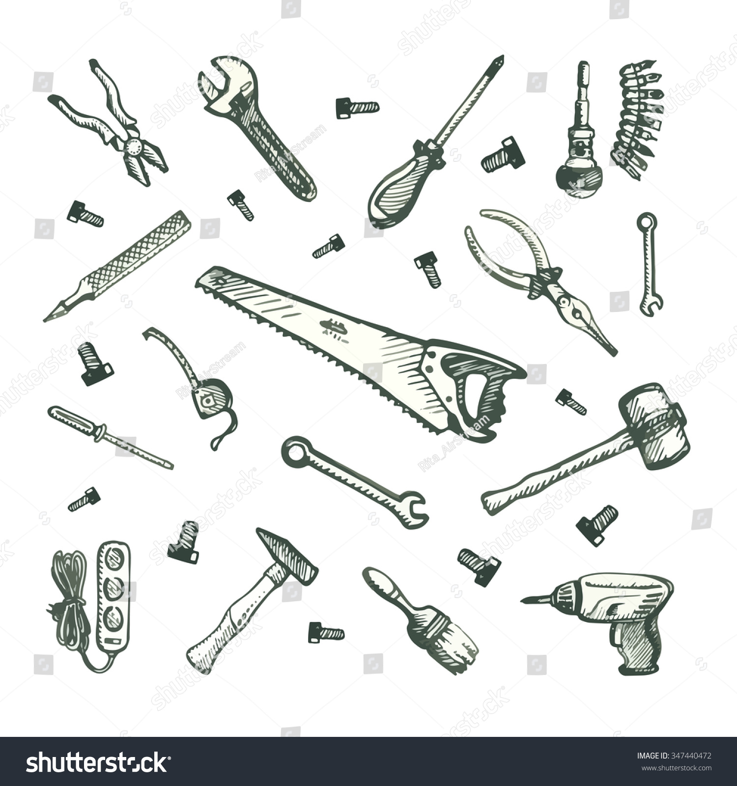 Set Tools Stock Vector (Royalty Free) 347440472 | Shutterstock