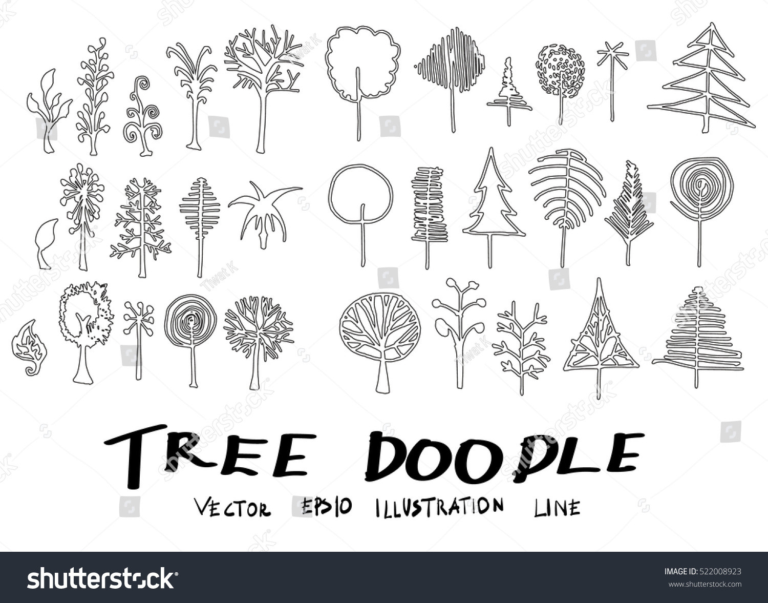 Set Tree Doodles Vector: เวกเตอร์สต็อก (ปลอดค่าลิขสิทธิ์) 522008923 ...