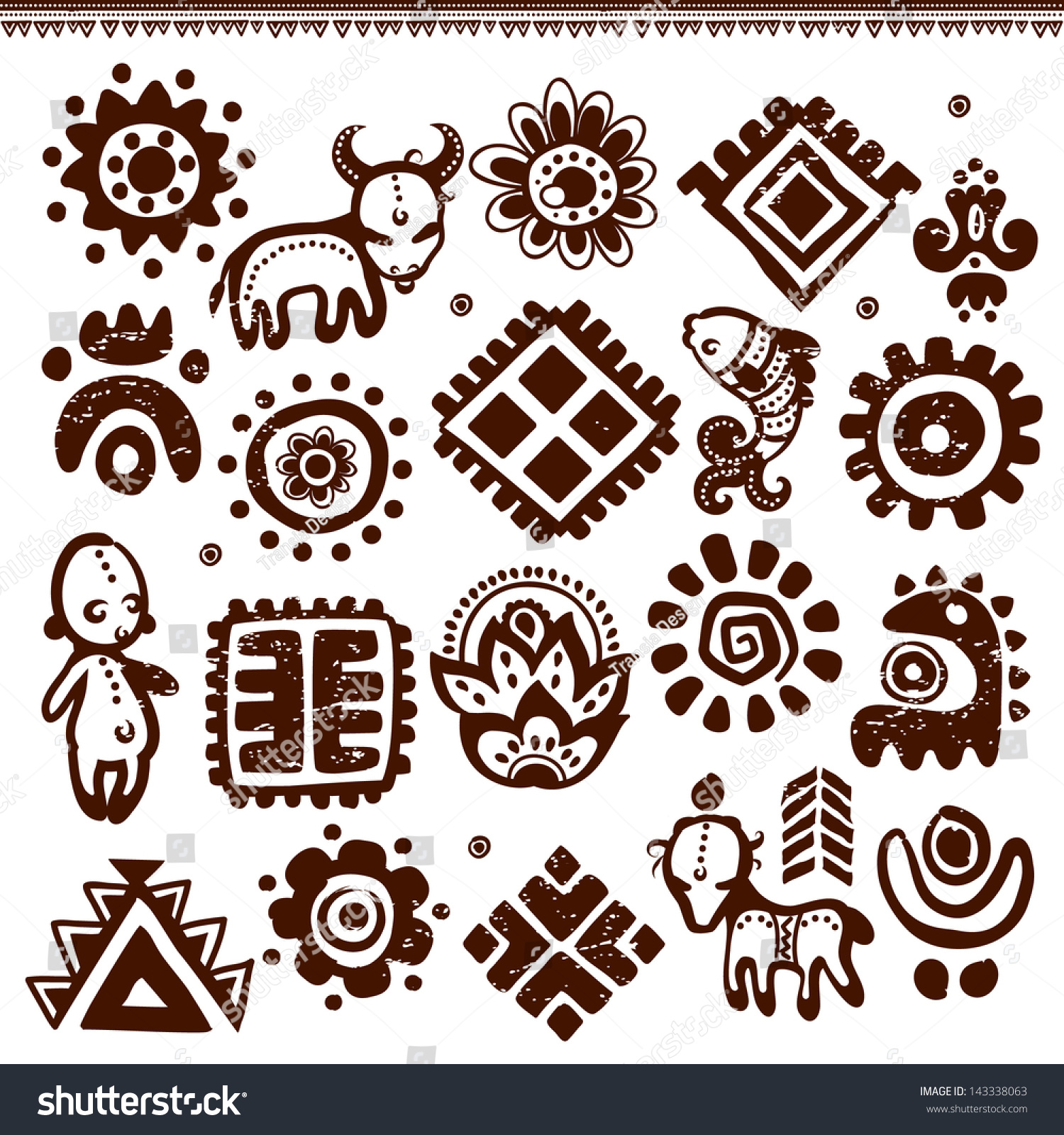 Set Tribal Elements Stock Vector (Royalty Free) 143338063