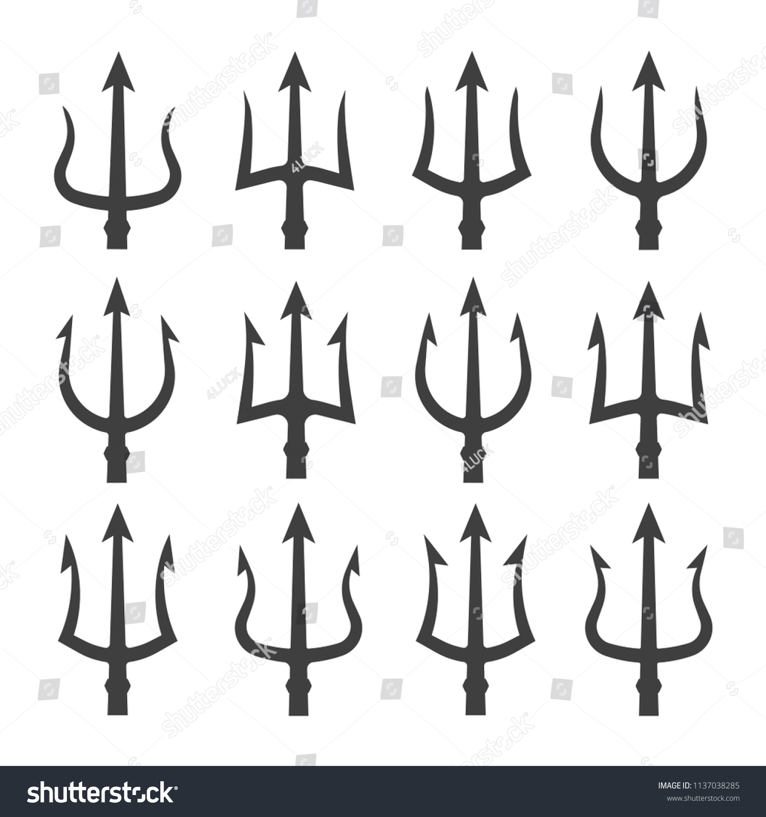 Set Trident Vector Image: vector de stock (libre de regalías) 1137038285