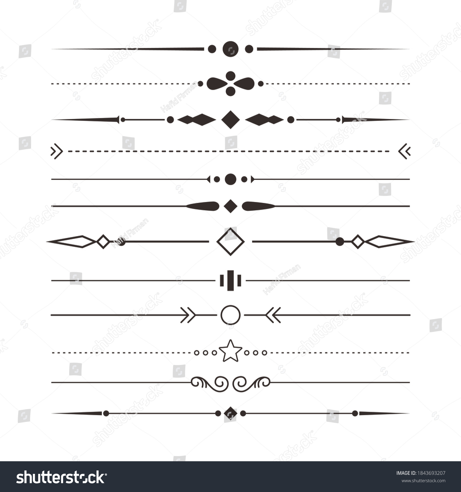 Set Various Simple Black Divider Design Stock Vector (Royalty Free ...