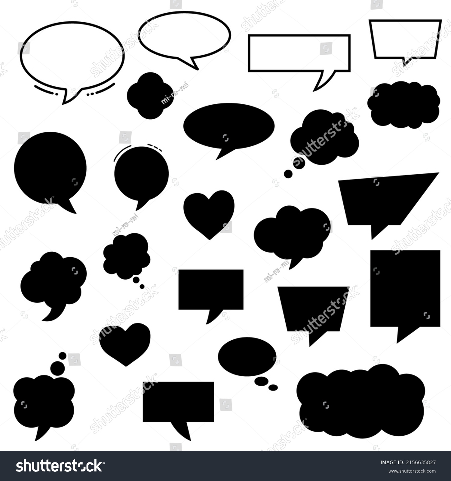 Set Vector Black Speech Bubbles Isolated Stock Vector (Royalty Free) 2156635827 | Shutterstock
