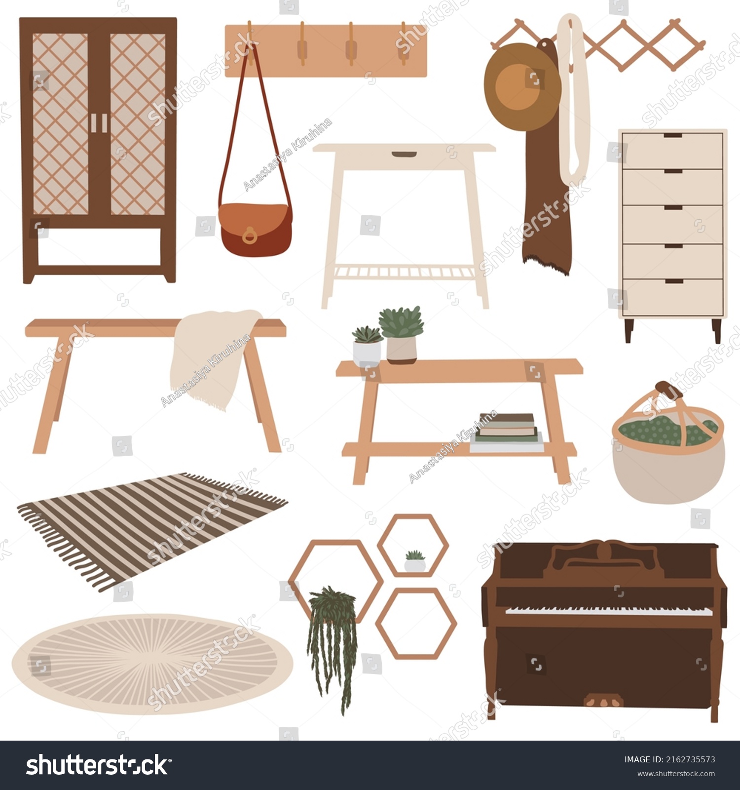 Set Vector Boho Interior Objects Room Stock Vector (Royalty Free ...
