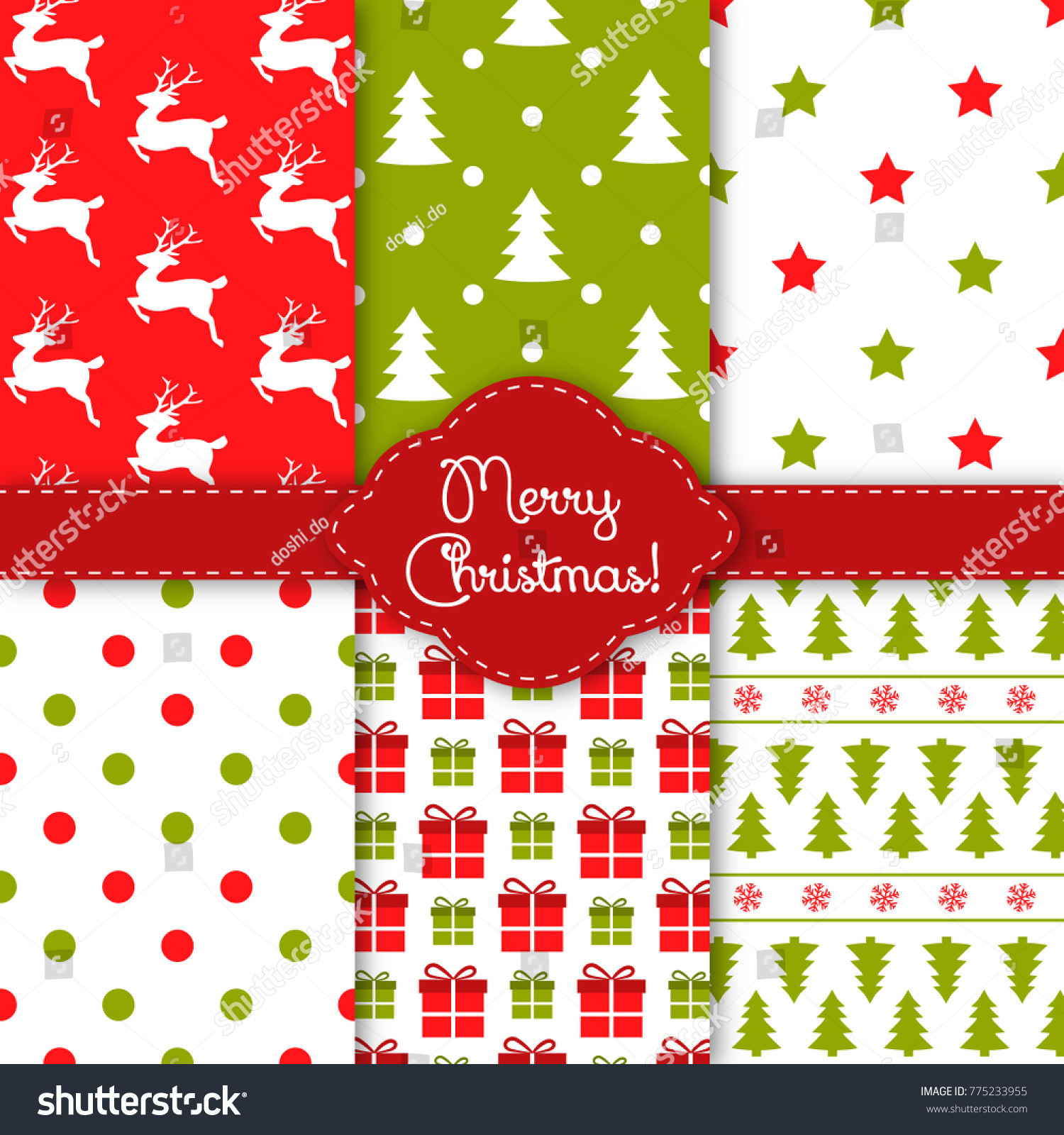 Set Vector Christmas Patterns Stock Vector (Royalty Free) 775233955 ...
