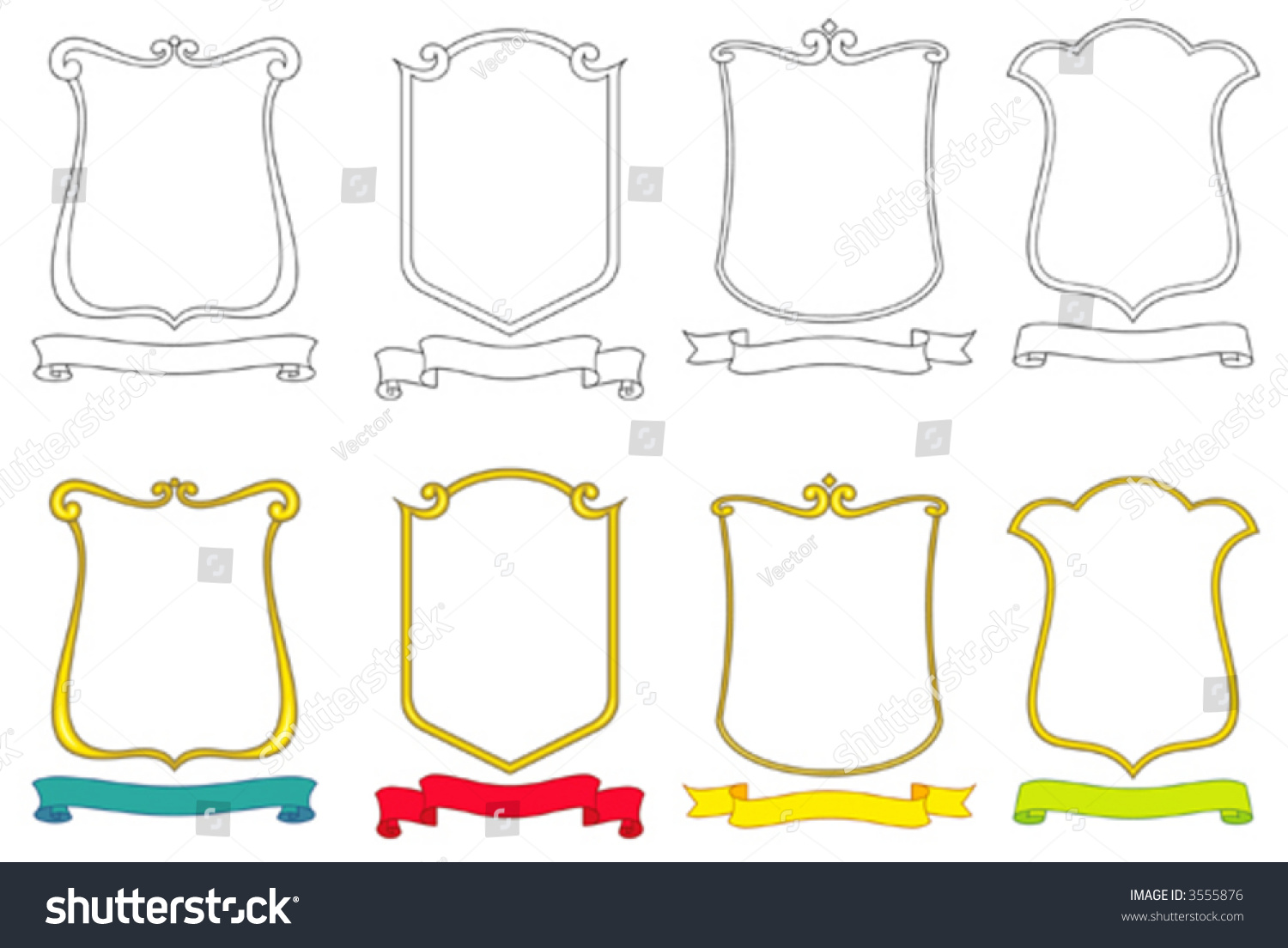 Set Vector Emblems Crests Shields Scrolls Stock Vector (Royalty Free ...