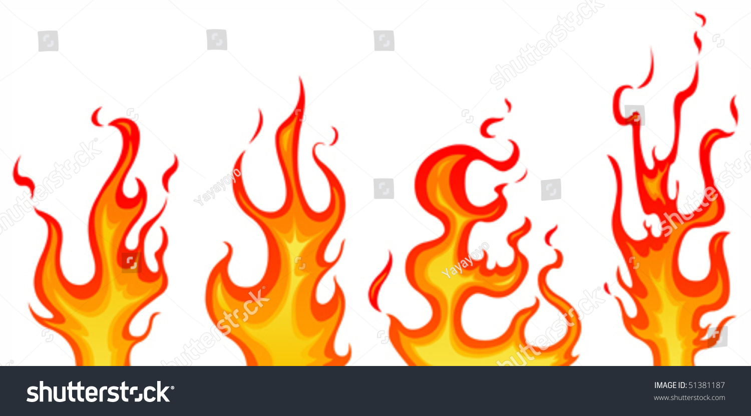 Set Of Vector Flames - 51381187 : Shutterstock