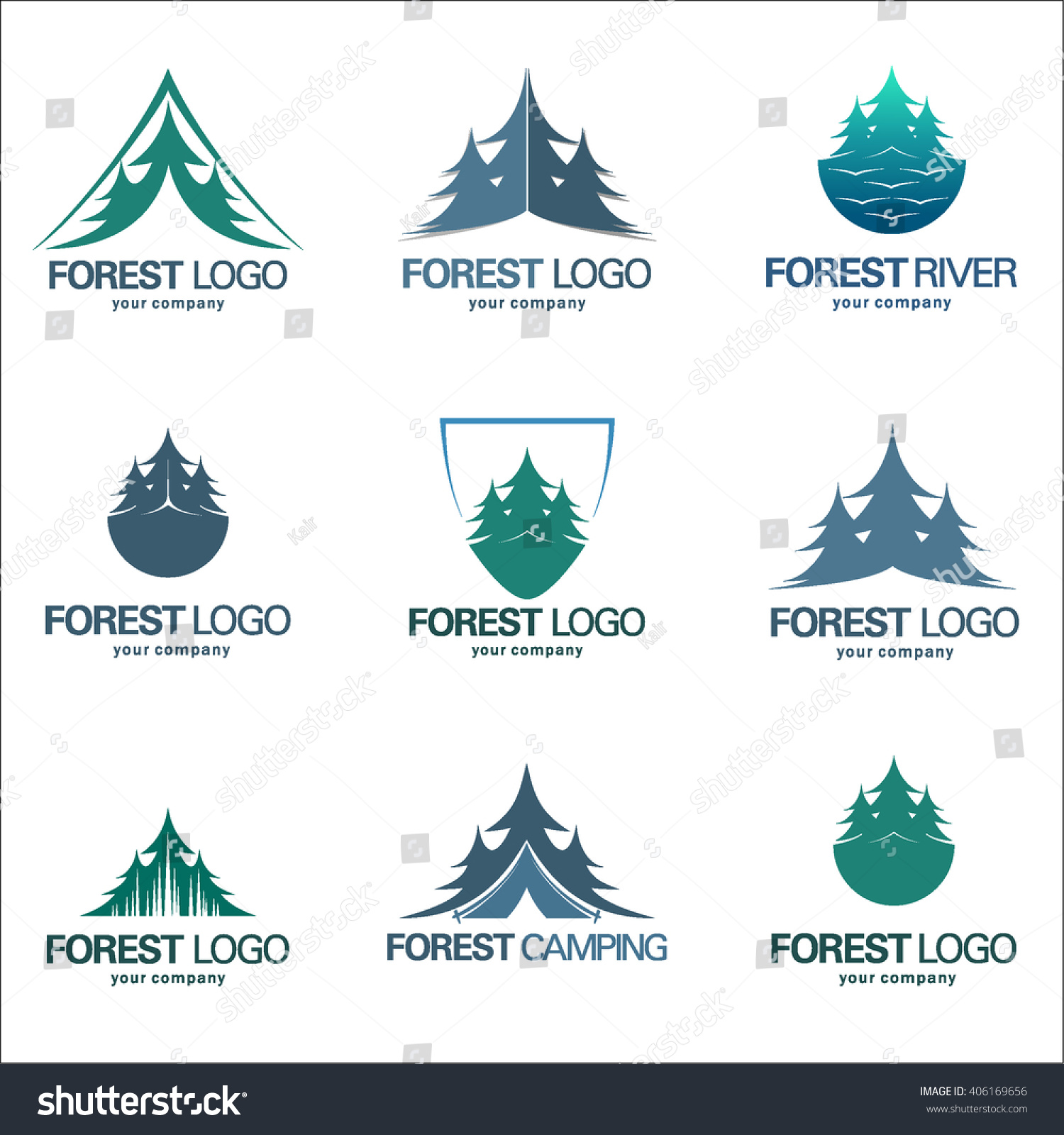 Set Vector Forest Logos Stock Vector (Royalty Free) 406169656