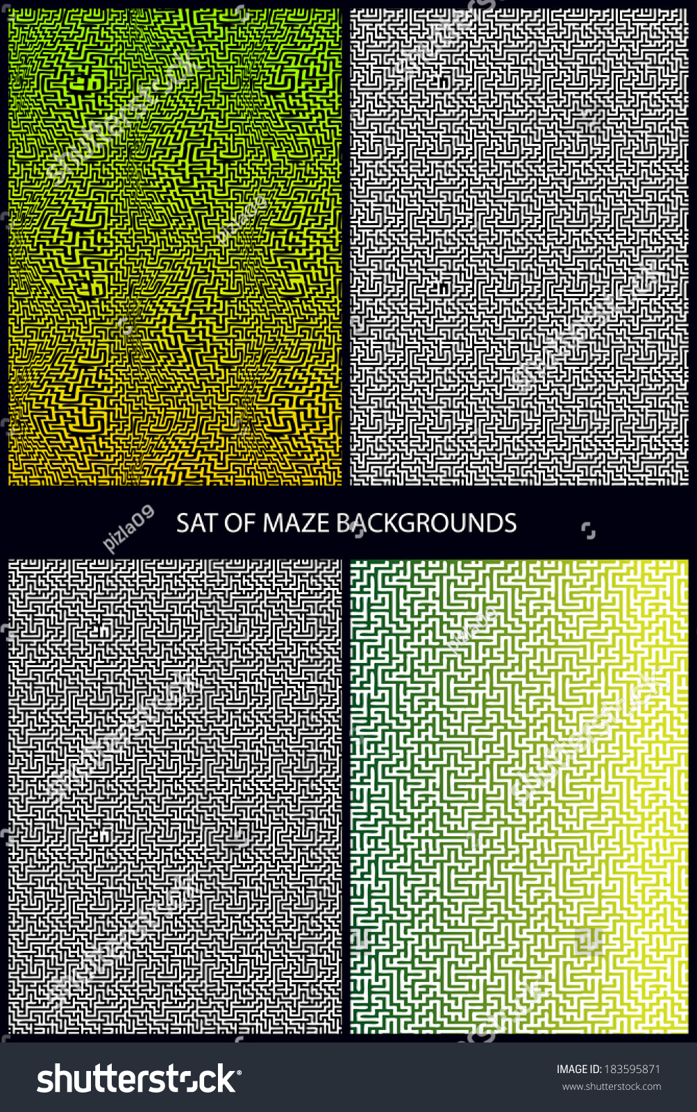 Set Vector Maze Backgrounds Stock Vector (Royalty Free) 183595871