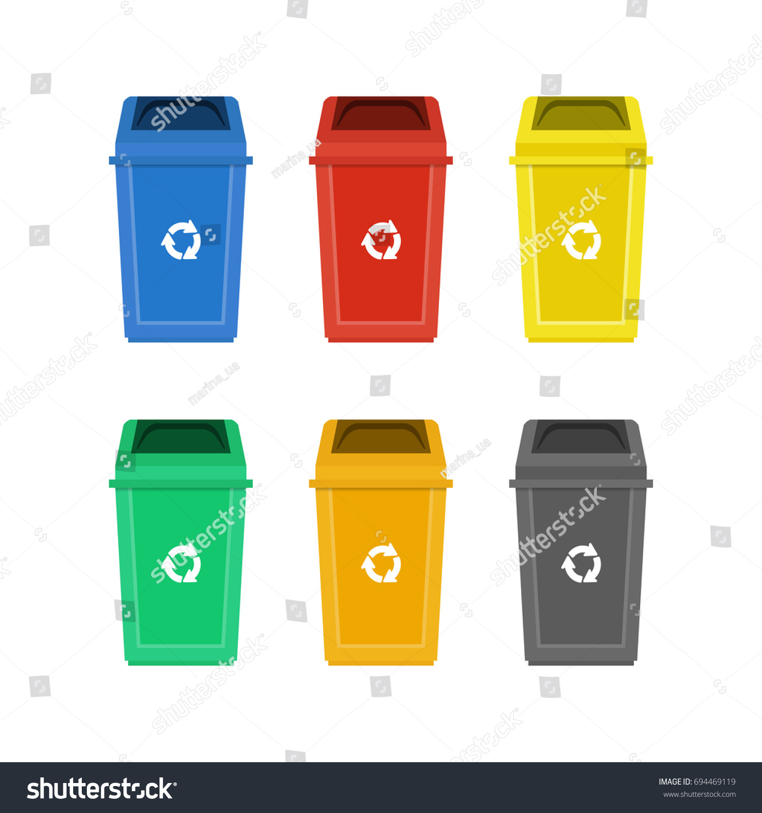 Set Vector Plastic Garbage Bins Stock Vector (Royalty Free) 694469119 ...