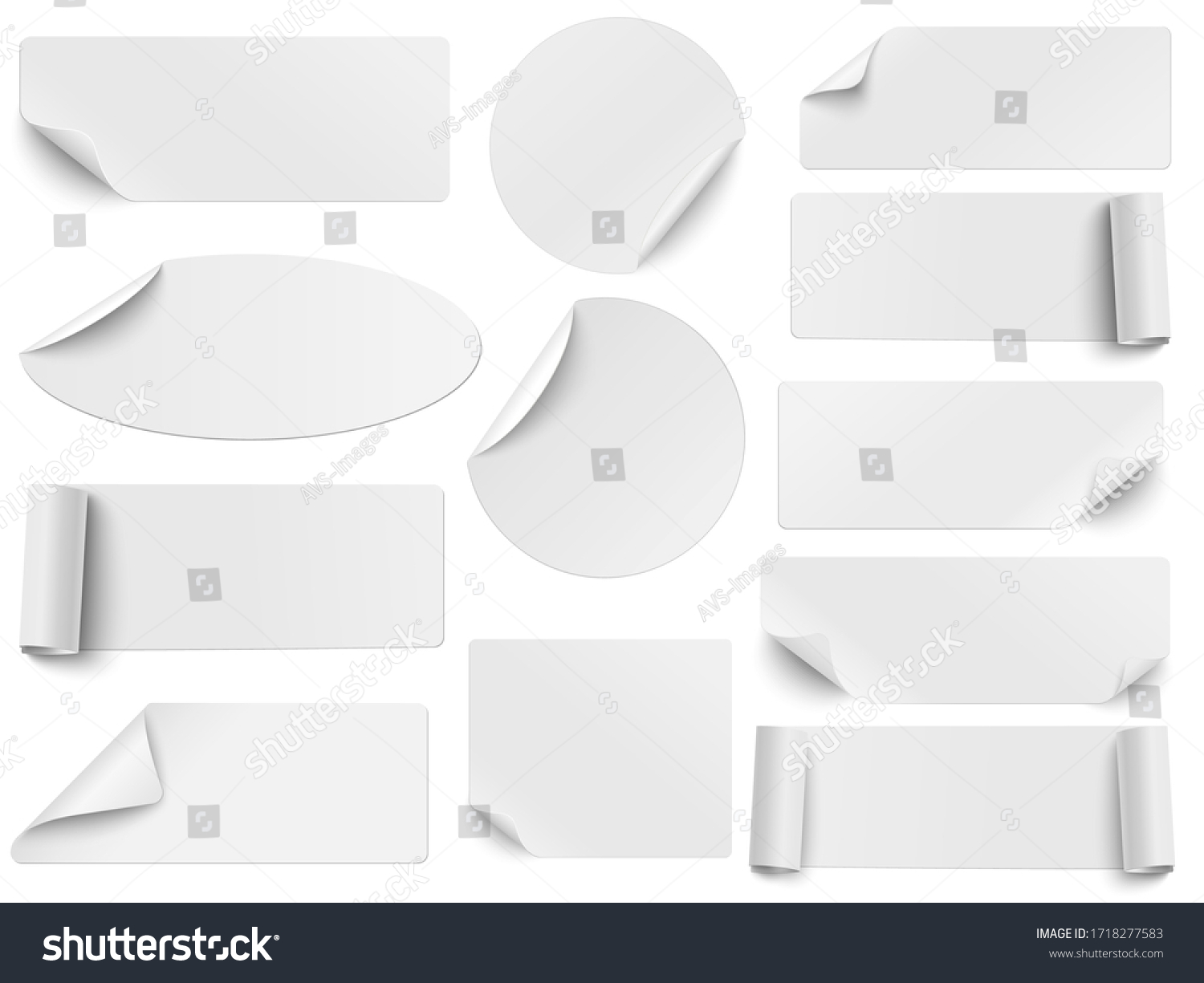 Set Vector White Paper Stickers Different Stock Vector (royalty Free