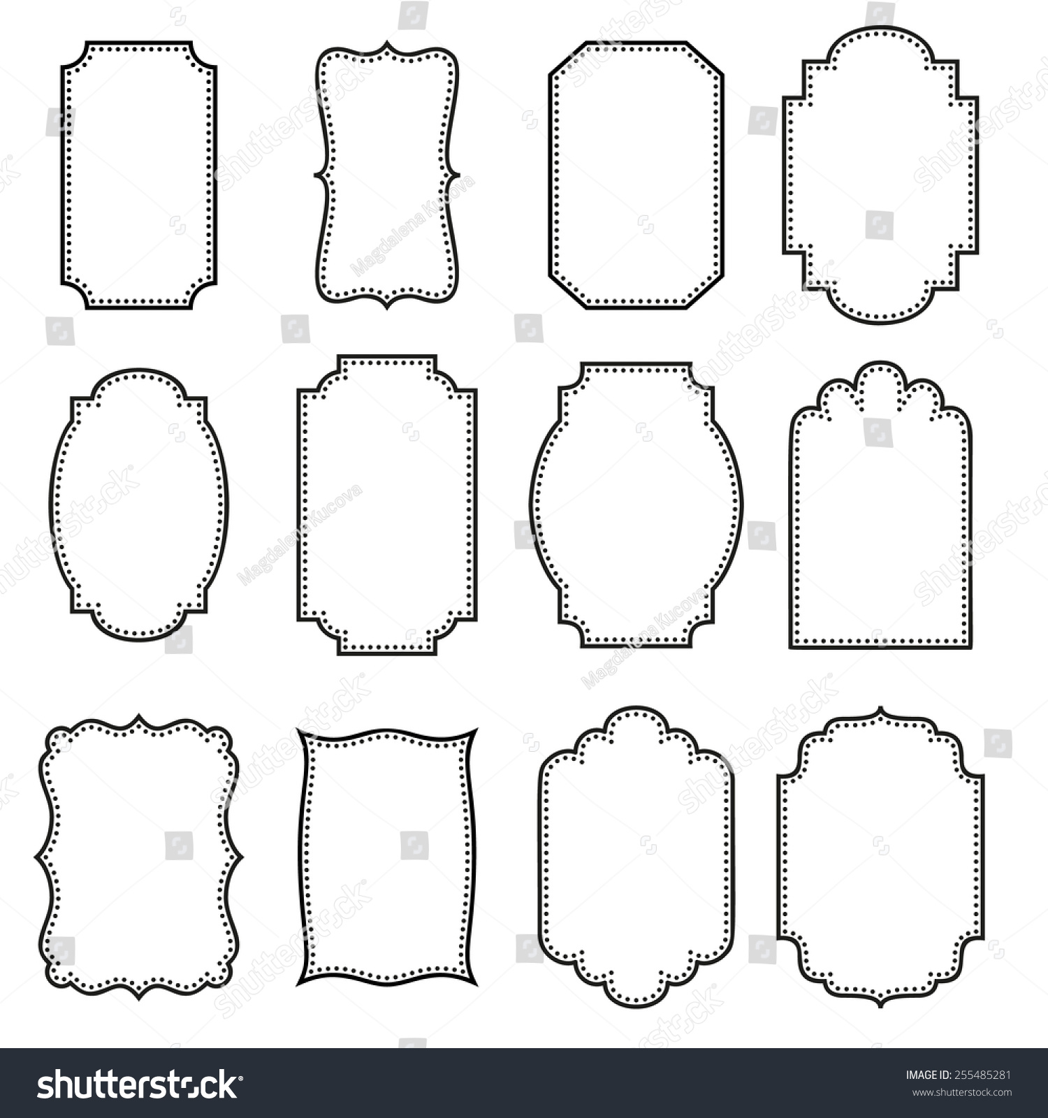 Set Vertical Vintage Frames Stock Vector (Royalty Free) 255485281