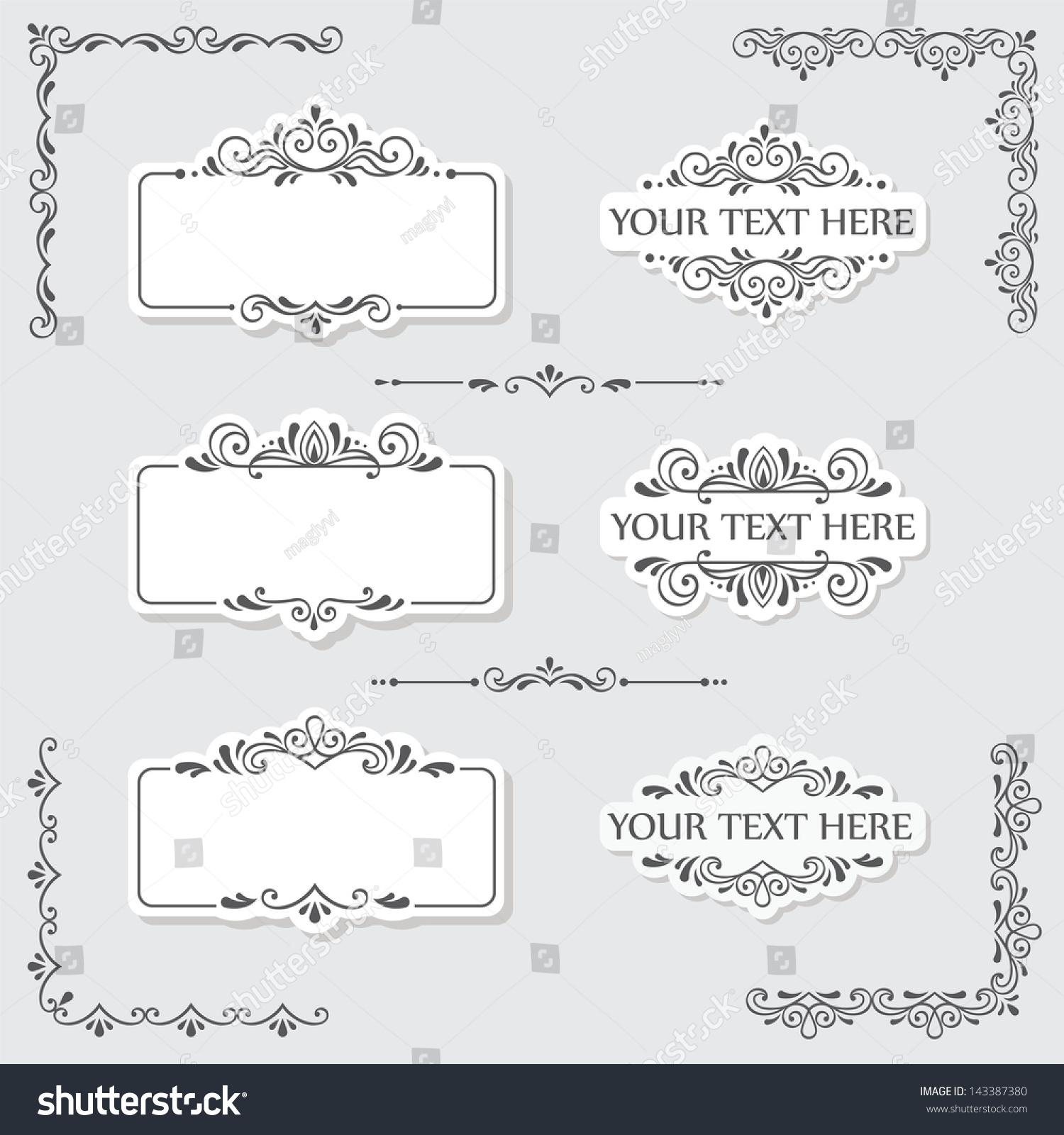 Set Vintage Frames Design Elements Vector Stock Vector (Royalty Free ...