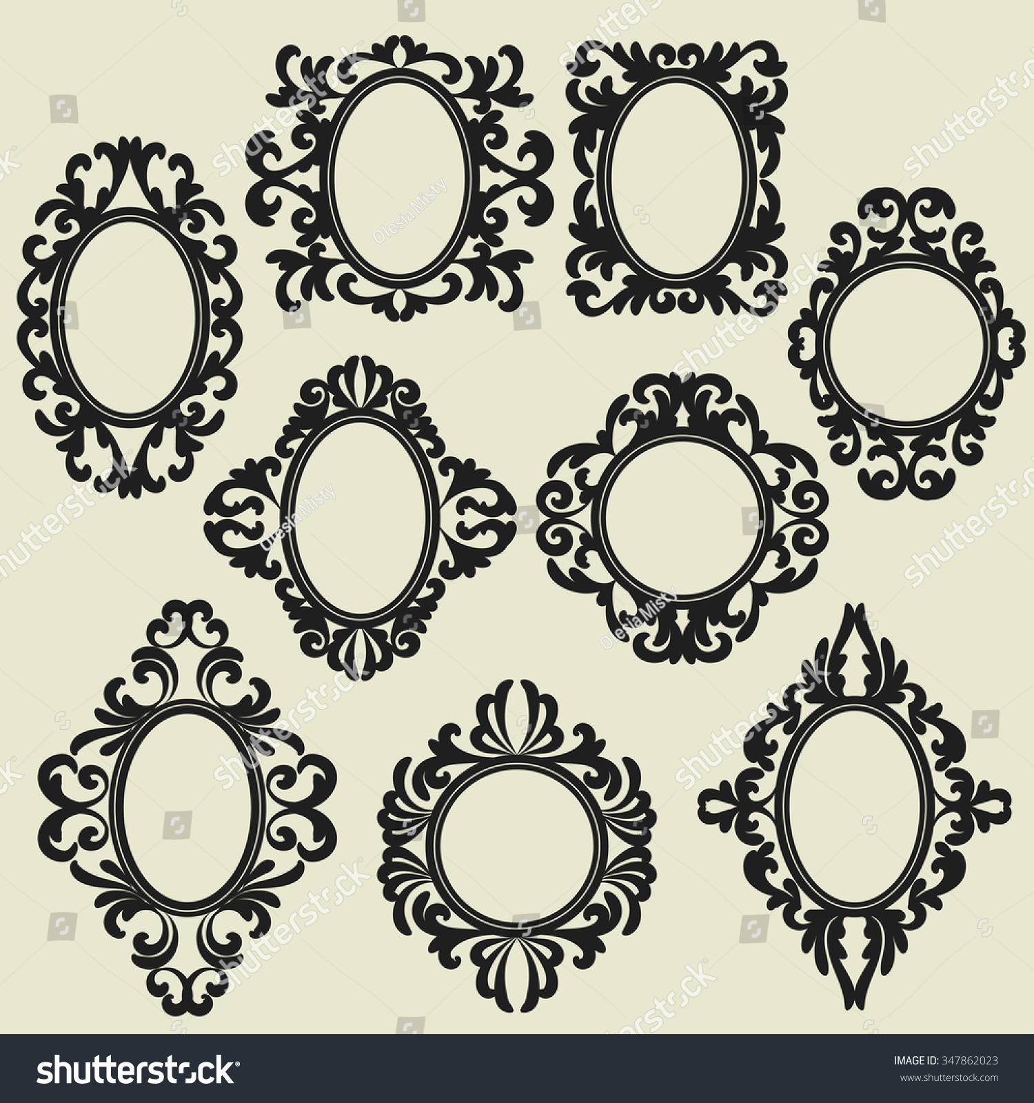 Set Vintage Frames Various Shape Vector Stock Vector (Royalty Free ...