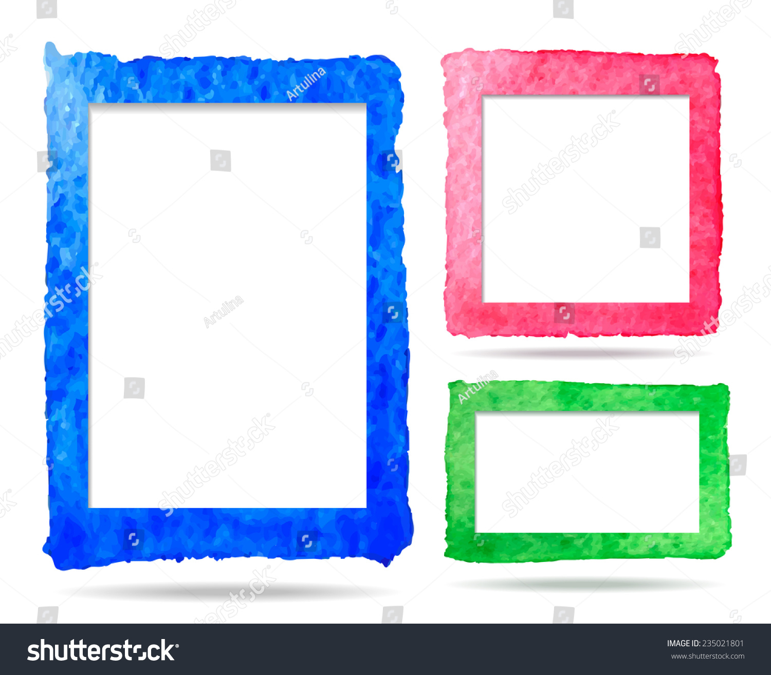 Set Watercolor Vector Frames Stock Vector (Royalty Free) 235021801