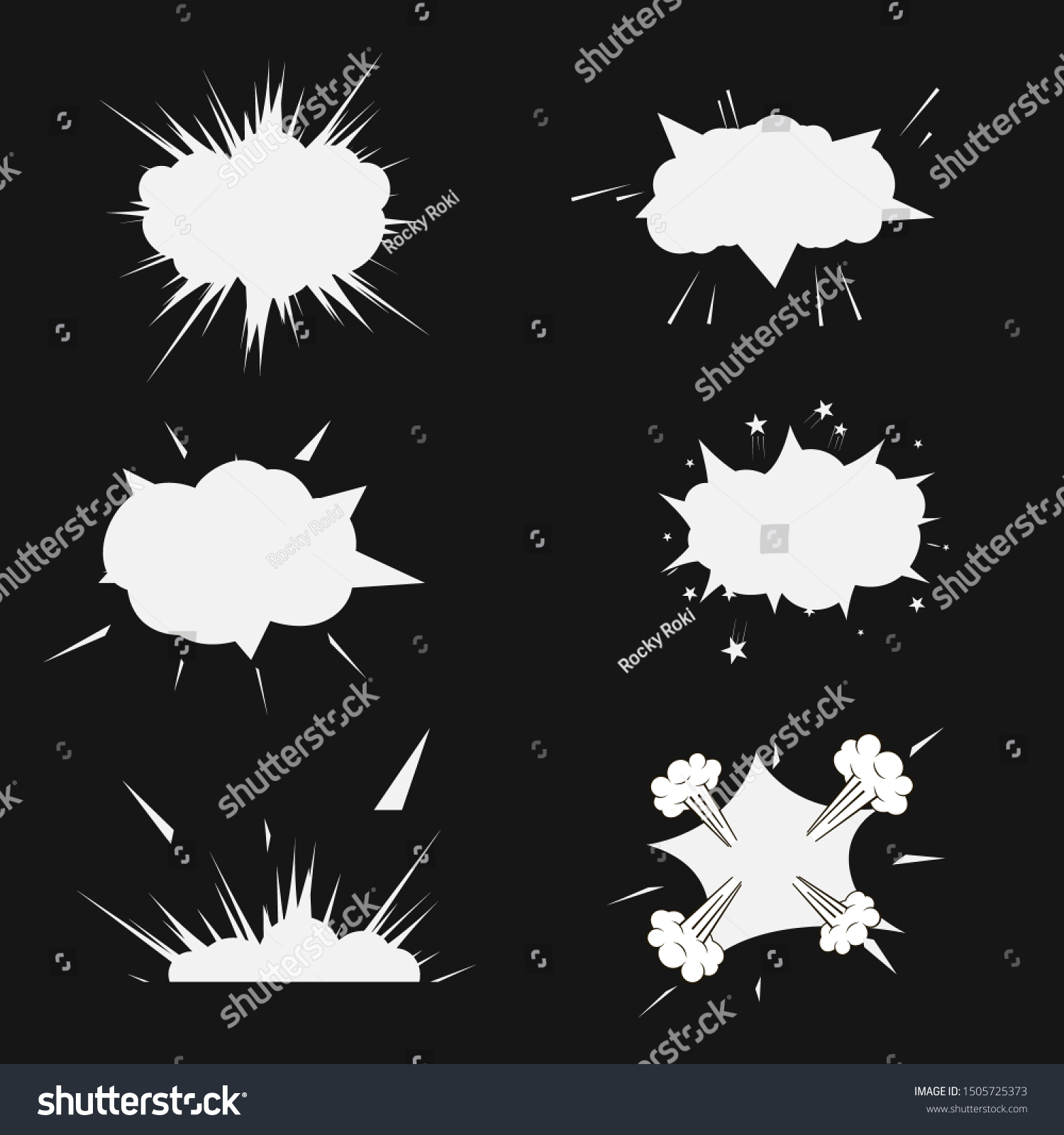 Set White Cartoon Vector Explosion Effect Stock Vector (Royalty Free ...