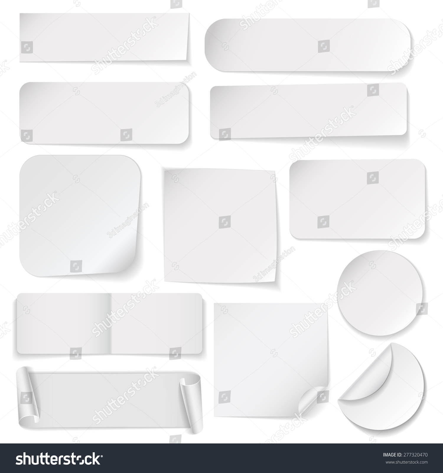 Set White Paper Stickers On White 스톡 벡터(로열티 프리) 277320470 | Shutterstock