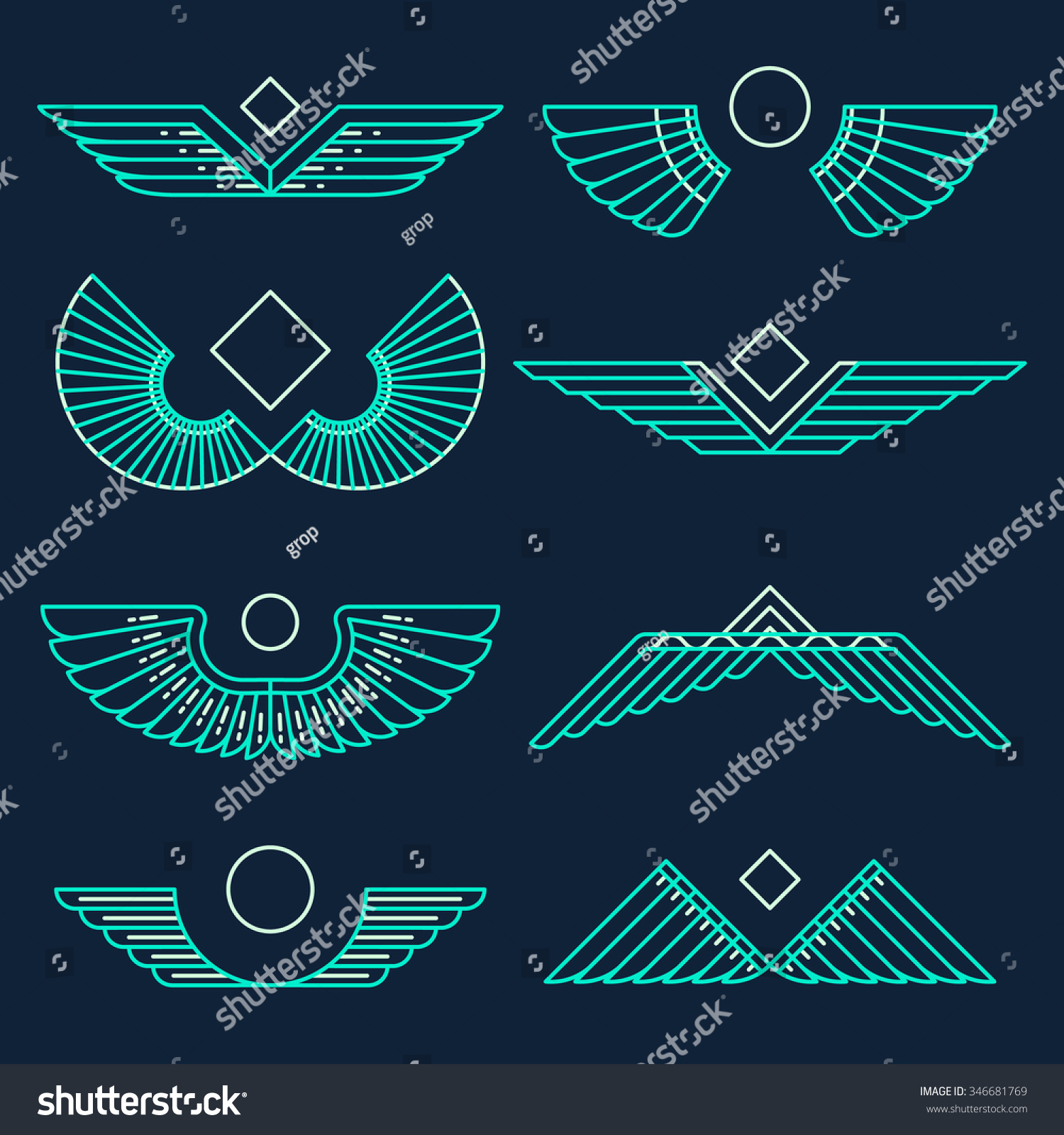 Set Wings Template Design Elements Vector Stock Vector (Royalty Free ...