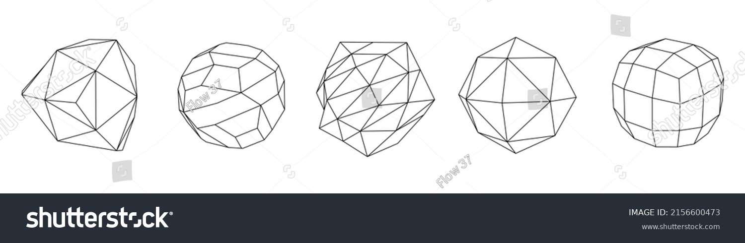 Set Wireframe Sphere Different Sides Vector Stock Vector (Royalty Free ...