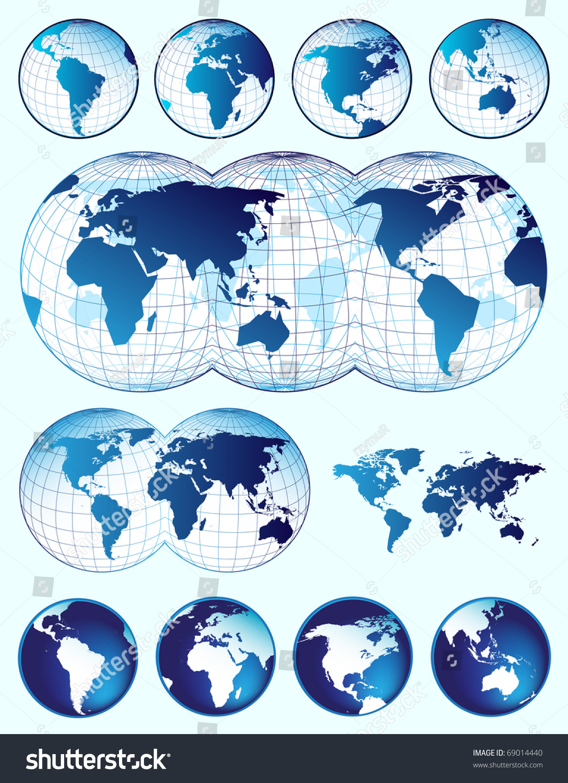 Set World Maps Stock Vector (Royalty Free) 69014440