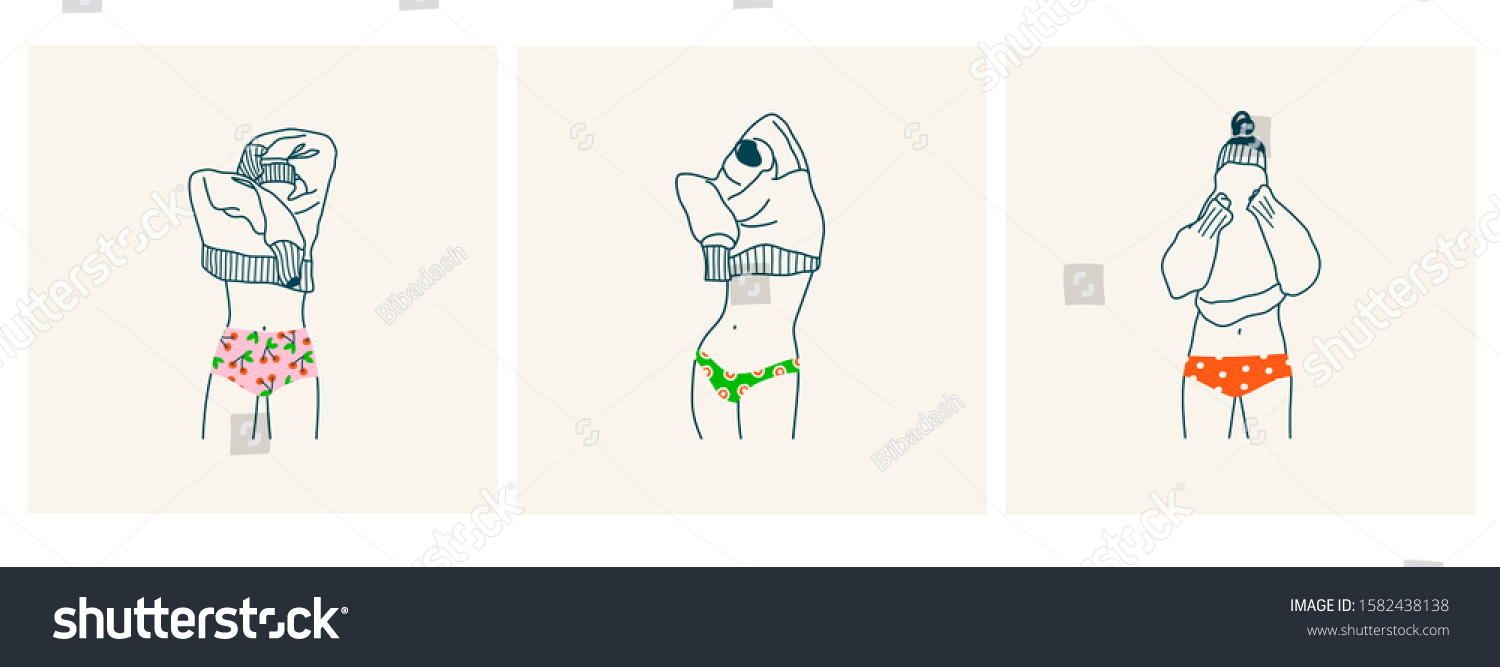 Set Young Women Colorful Panties Lady Stock Vector Royalty Free