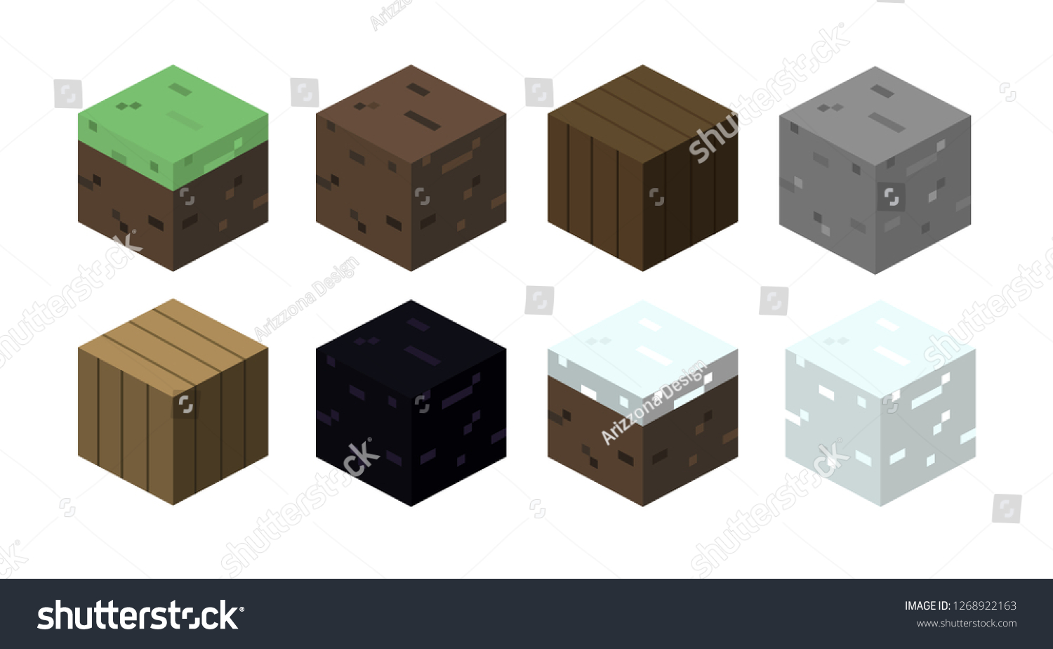 Set On Pixel Game Blocks Vector Stock Vector (Royalty Free) 1268922163